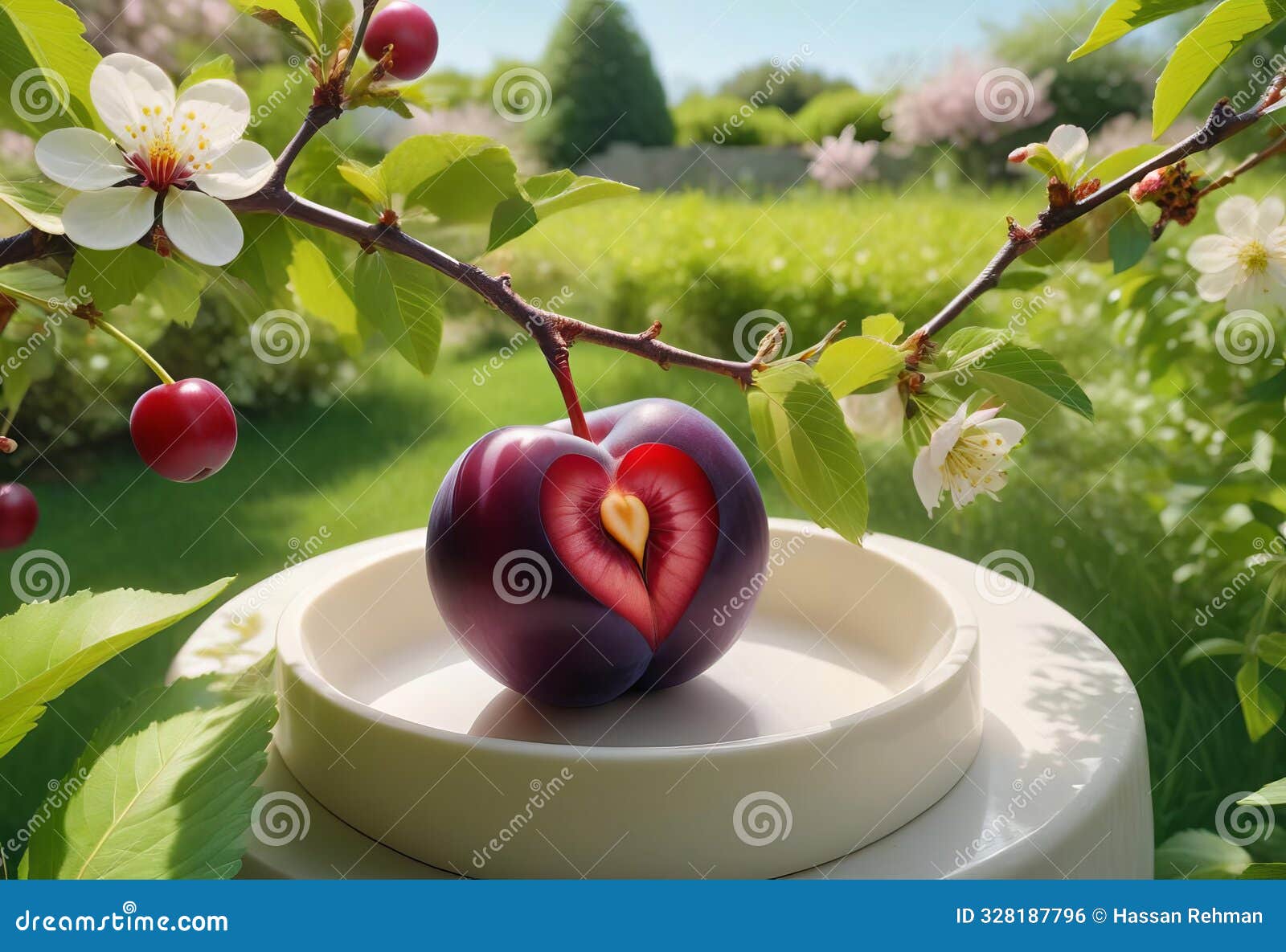A Plump, Ripe Plum with a Deep Red Heart Stock Illustration ...
