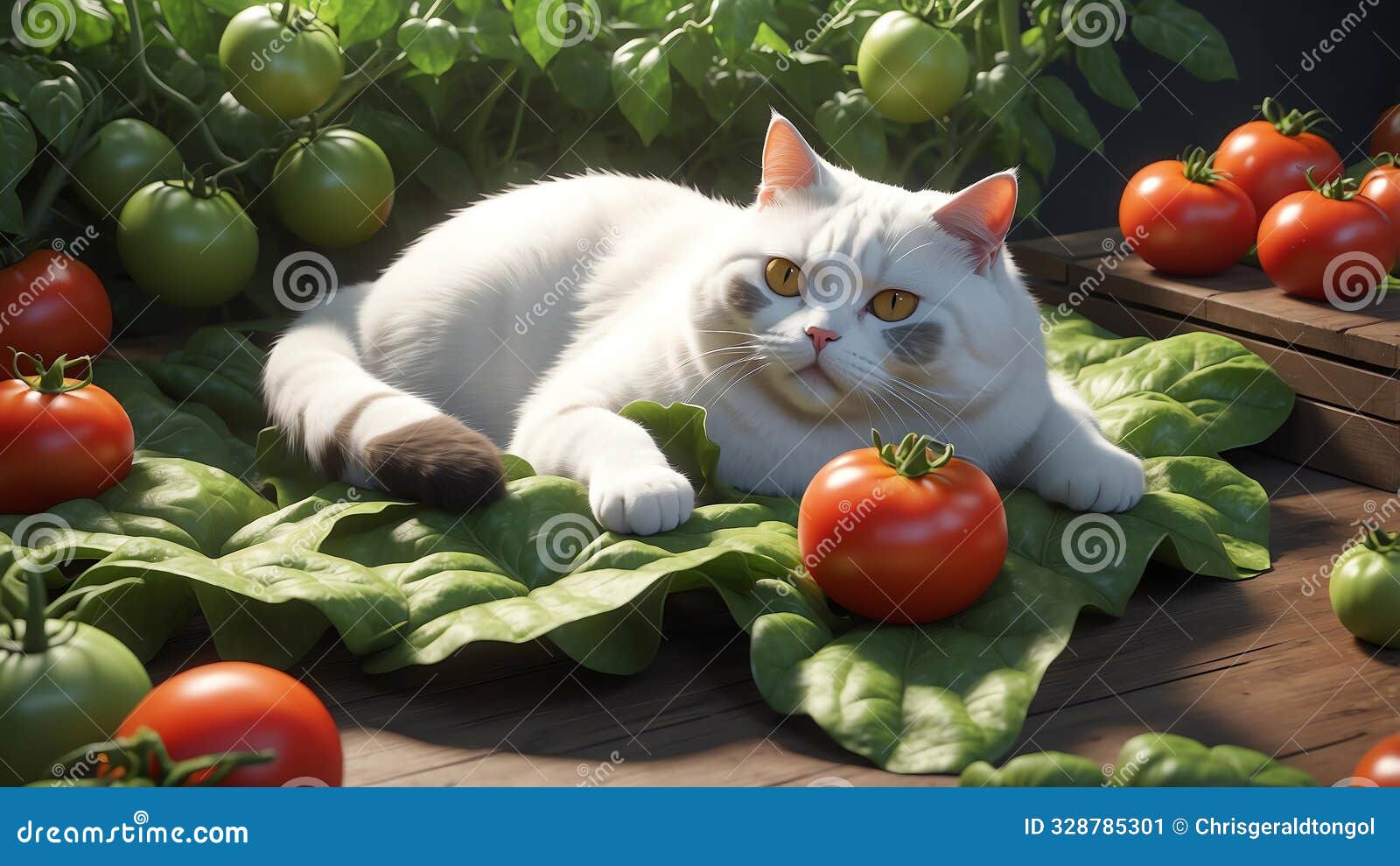 A Plump Tomato Morphing into a Contented Cat Lounging Ai Generated ...