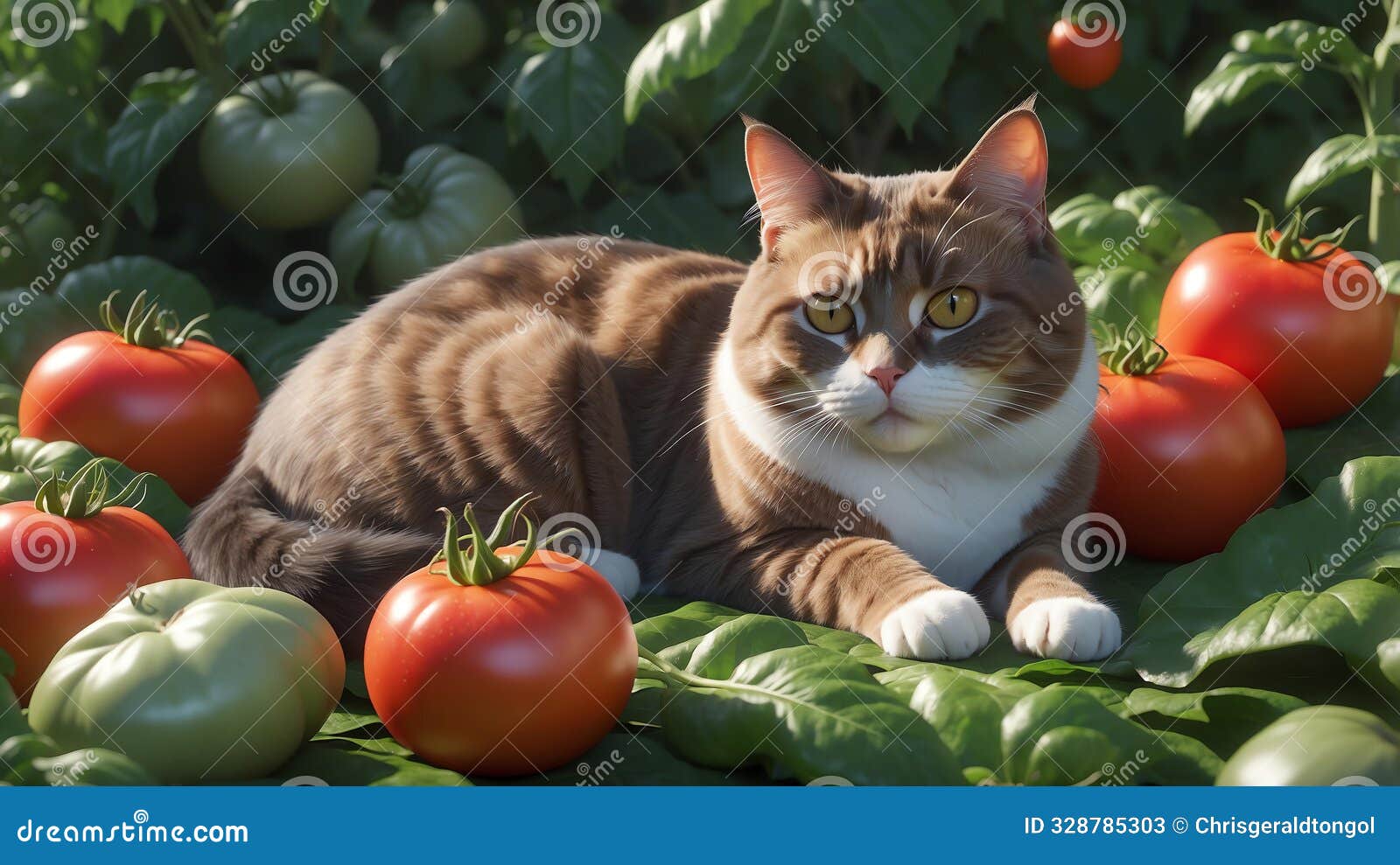 A Plump Tomato Morphing into a Contented Cat Lounging Ai Generated ...