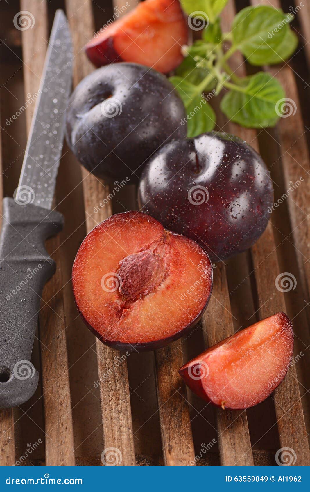 Plums Cut on the Cutting Board Stock Image - Image of ripe, organic ...