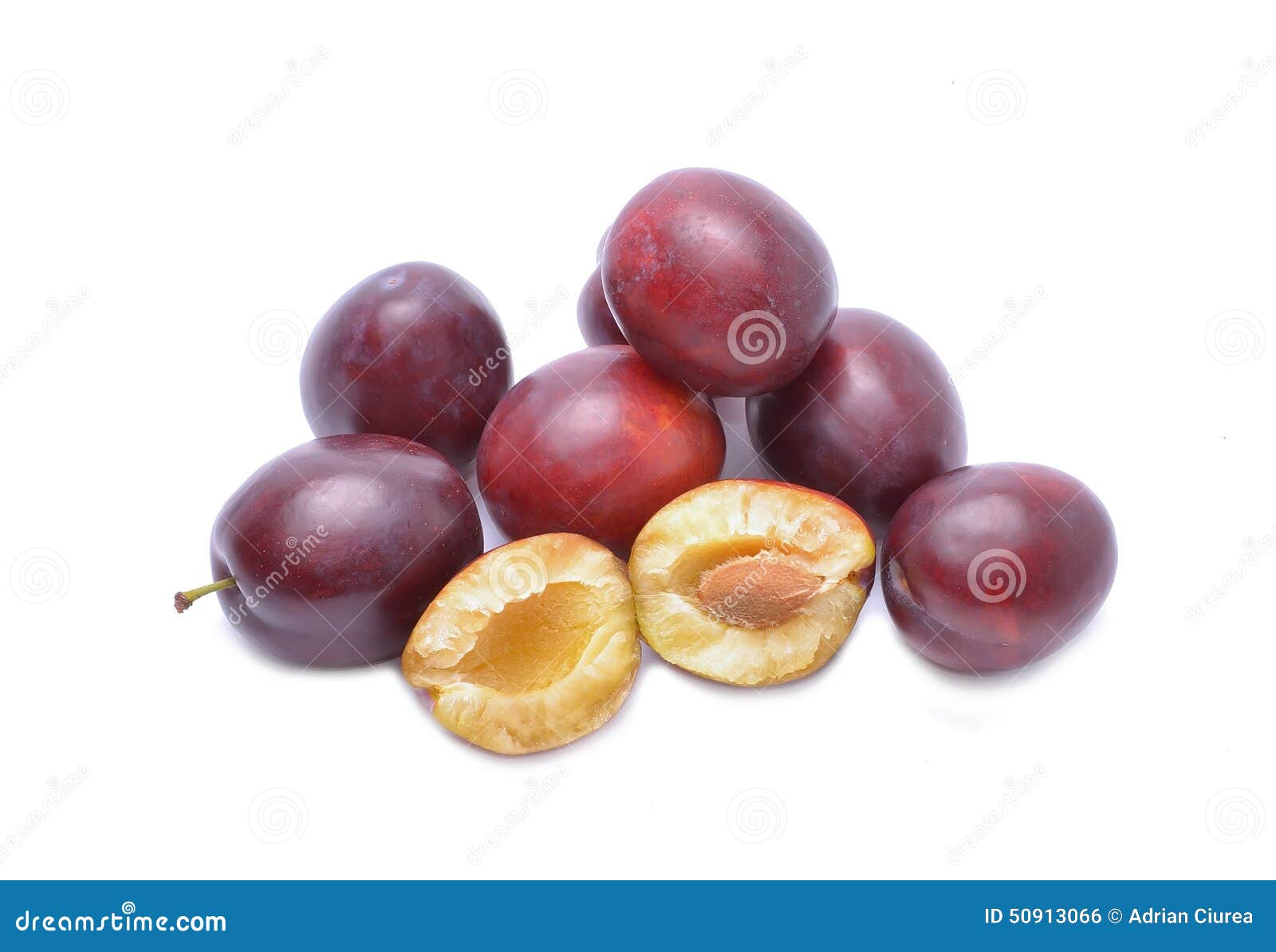 Plums Isolated on White Background Stock Photo - Image of macro ...