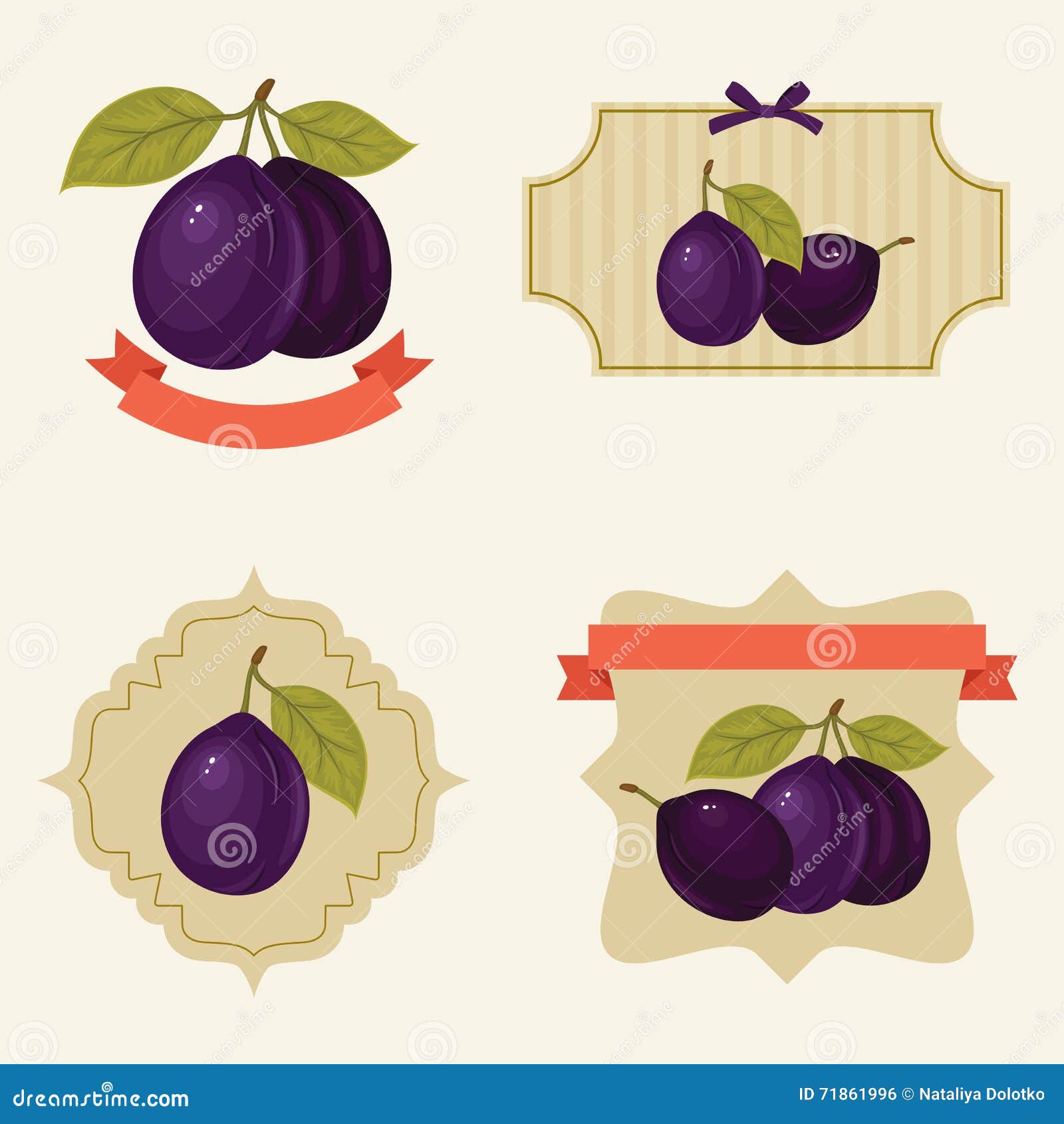 Plums Labels And Tags Stock Vector - Image: 71861996