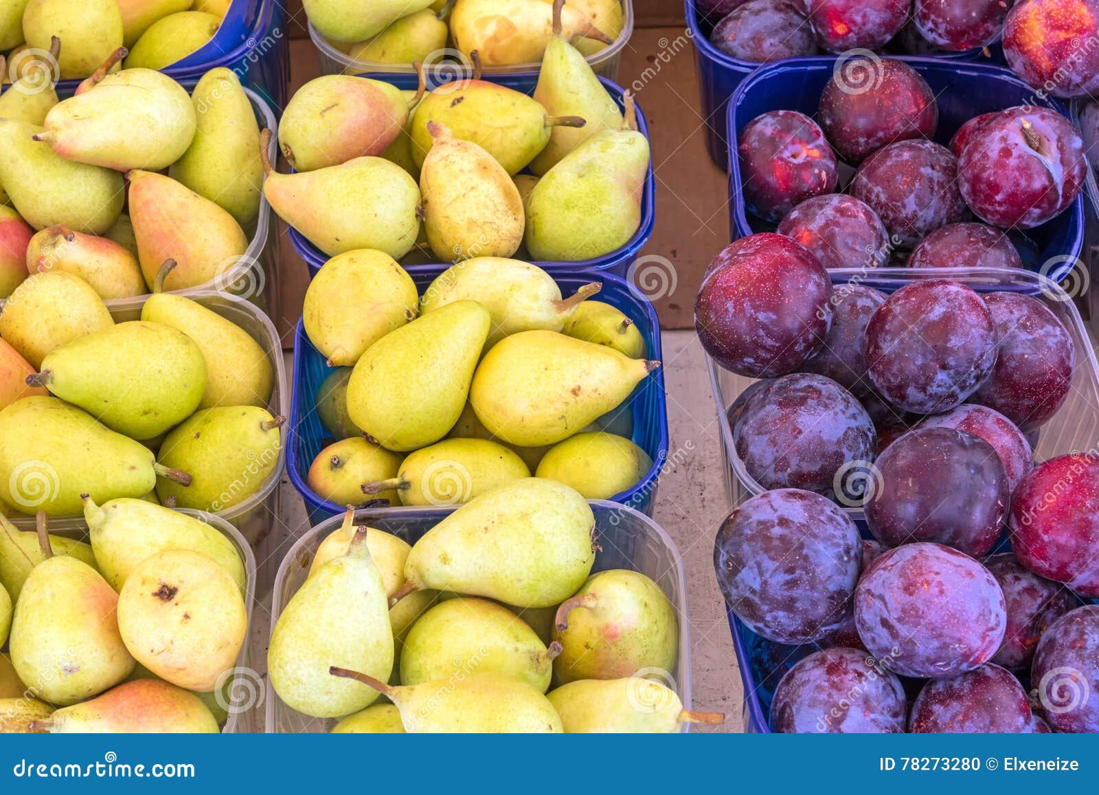 Plums and pears for sale stock photo. Image of nutritious - 78273280