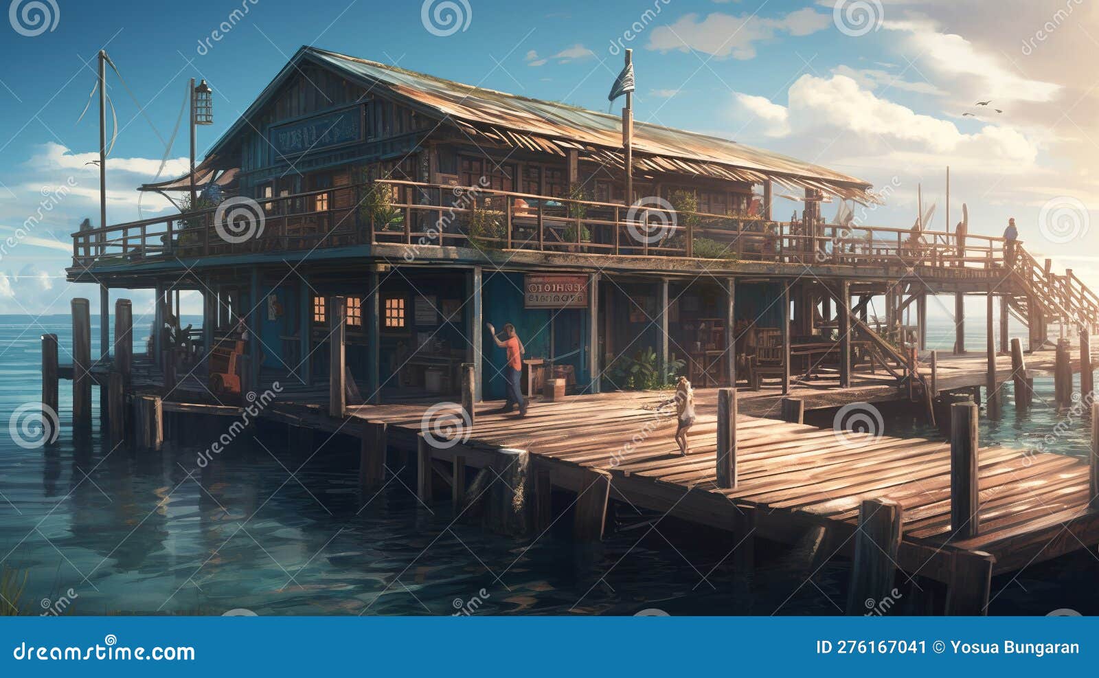 Plunders Pier, Digital Art Illustration, Generative AI Stock ...