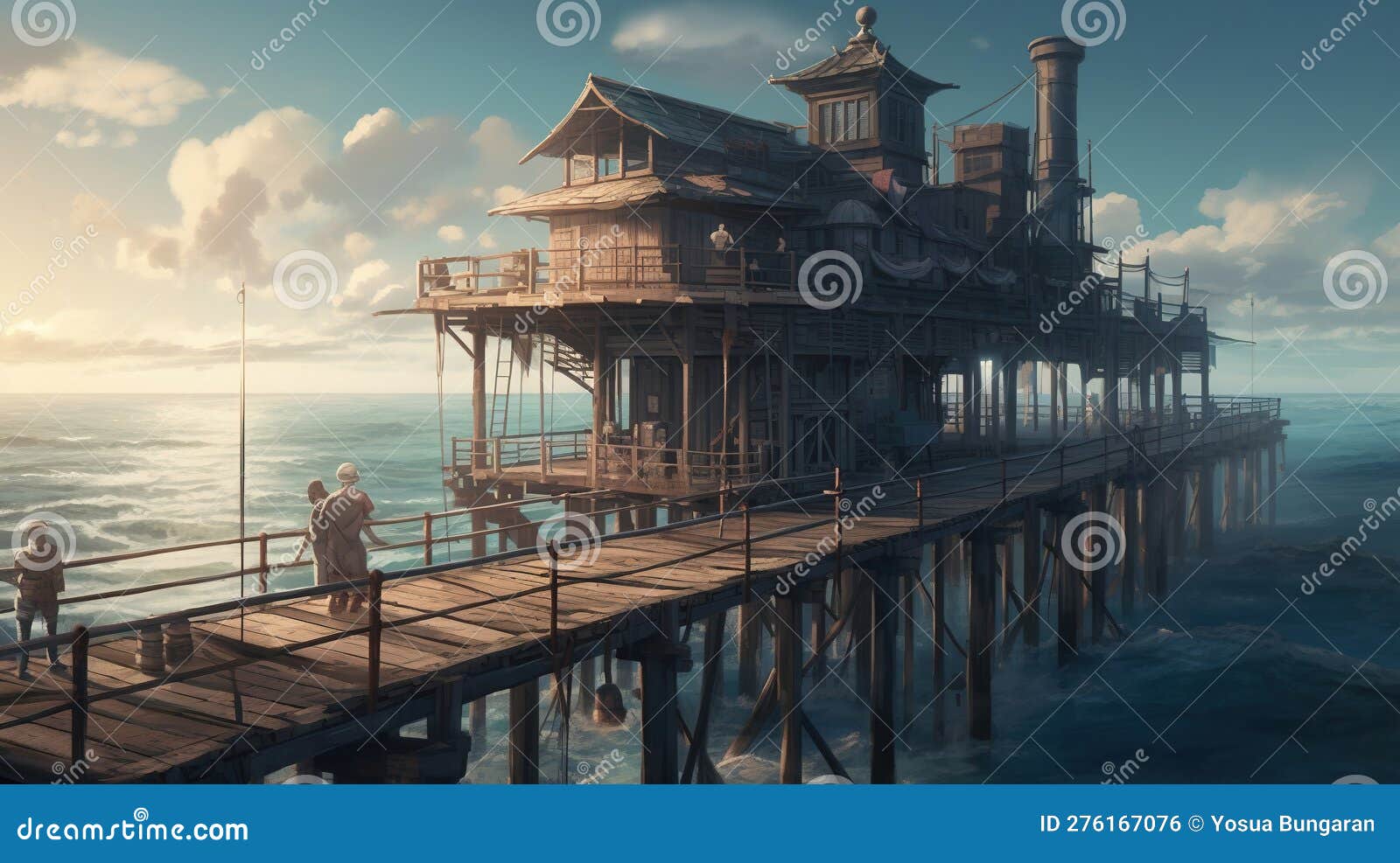 Plunders Pier, Digital Art Illustration, Generative AI Stock ...