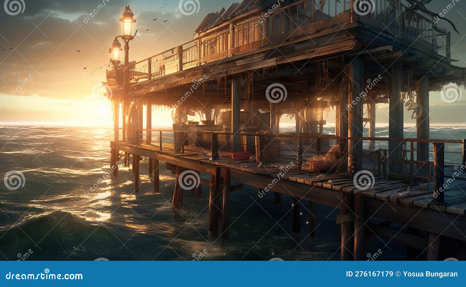 Plunders Pier, Digital Art Illustration, Generative AI Stock ...