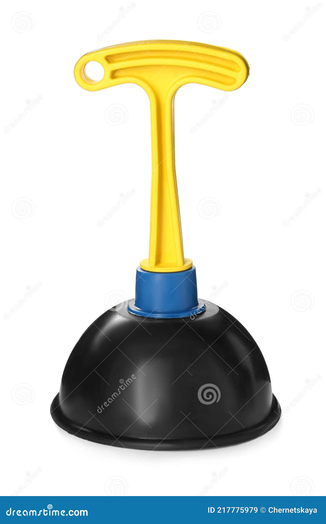 Plunger with Plastic Handle Isolated on White. Toilet Cleaning Tool ...