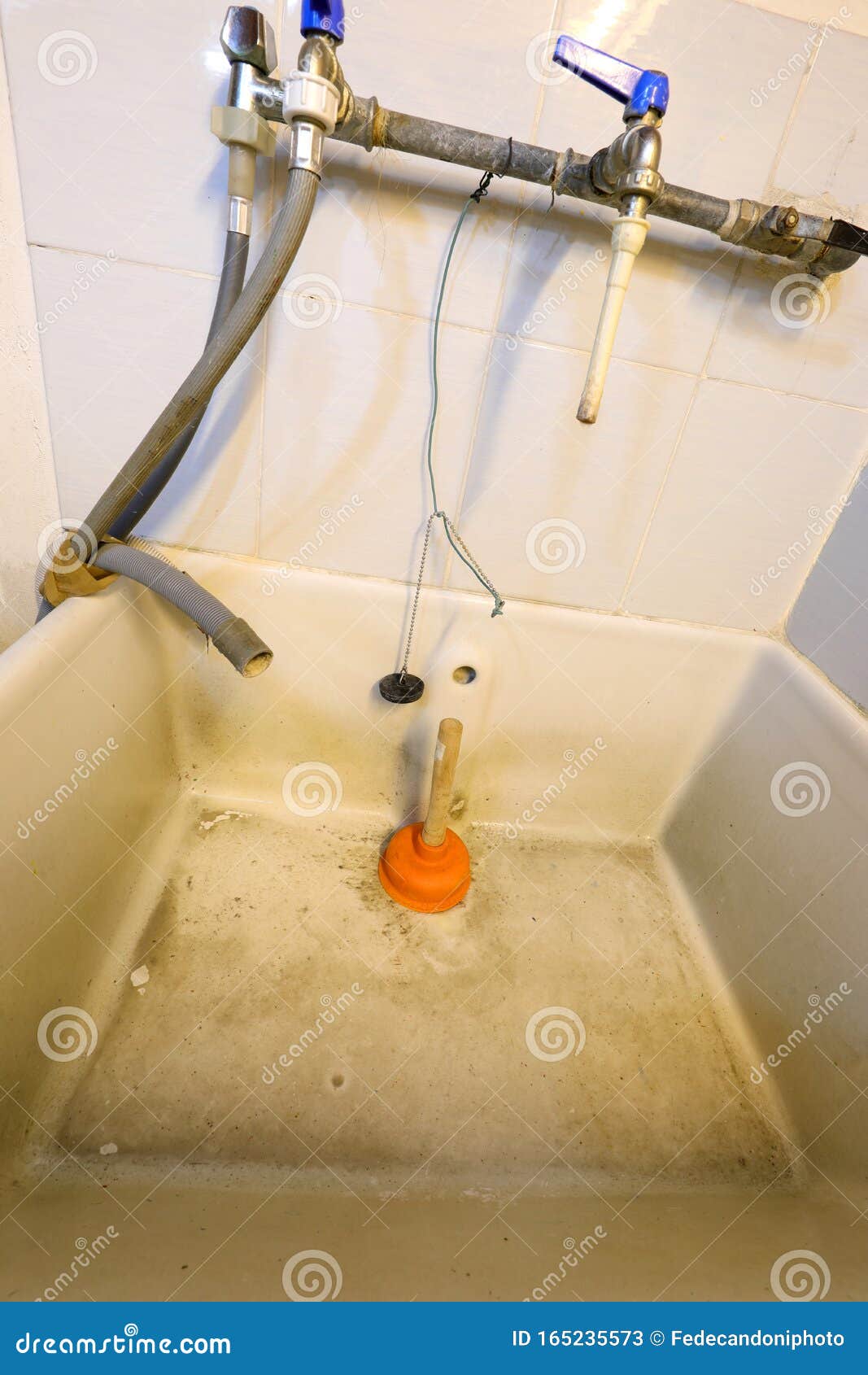 Plunger in the washbasin stock image. Image of plumber - 165235573