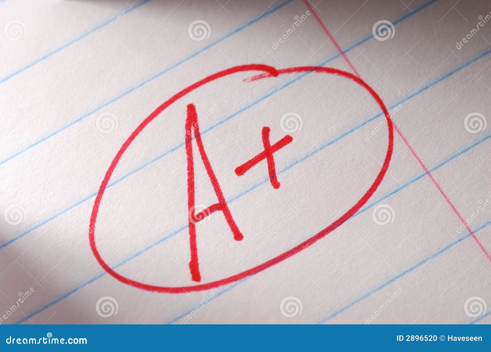 A Plus A+ Grade On Notebook Paper Sheet With Math Operation Solved ...