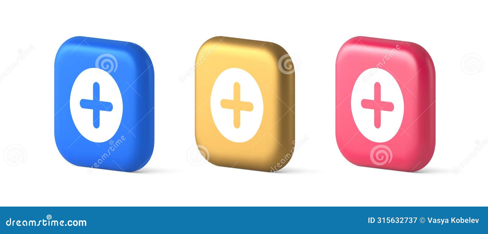 Plus Add Button Mathematical Addition Symbol 3d Realistic Icon Stock ...