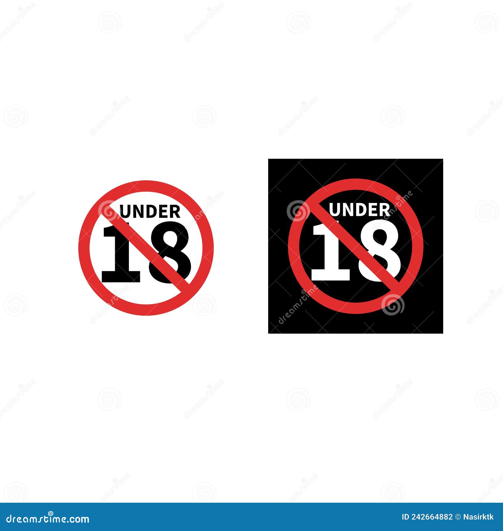 18 Plus Adult Restriction Sign Stock Vector - Illustration of forbidden ...