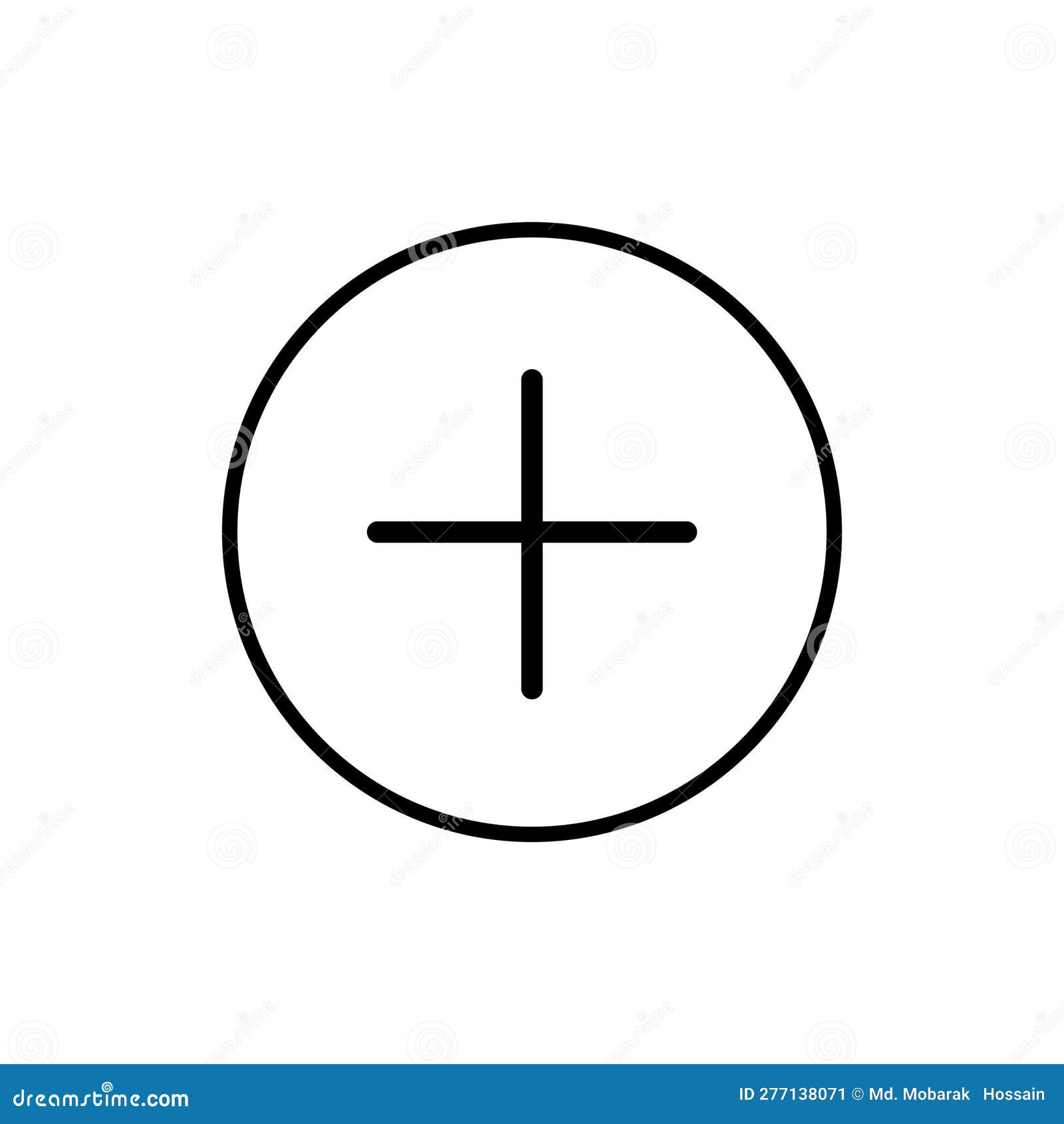 Plus Button Vector Icon, Outline Style, Isolated on White Background ...