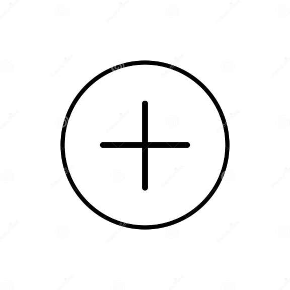 Plus Button Vector Icon, Outline Style, Isolated on White Background ...