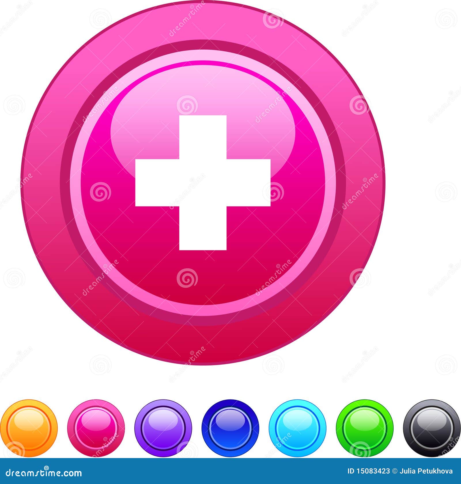 Plus circle button. stock vector. Illustration of magenta - 15083423