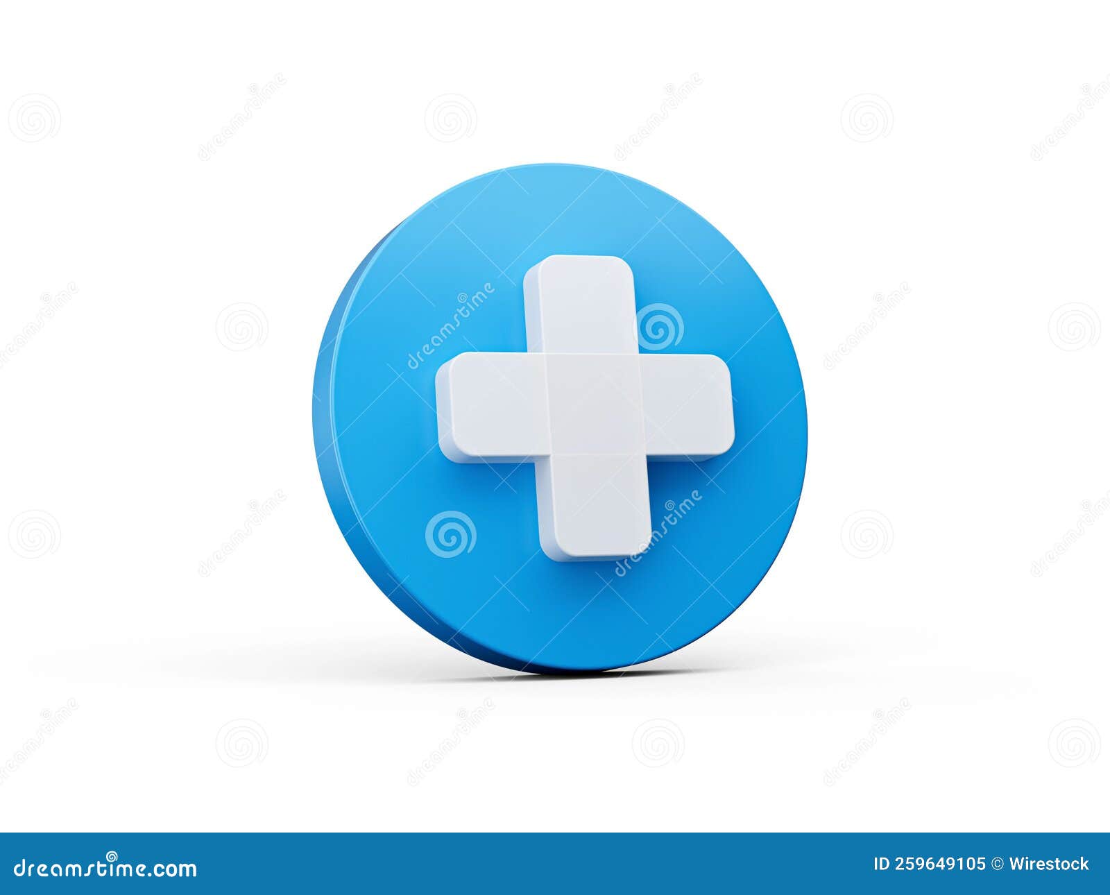 Plus 3d Icon on Blue Button Circle Shape Isolated on White Background ...