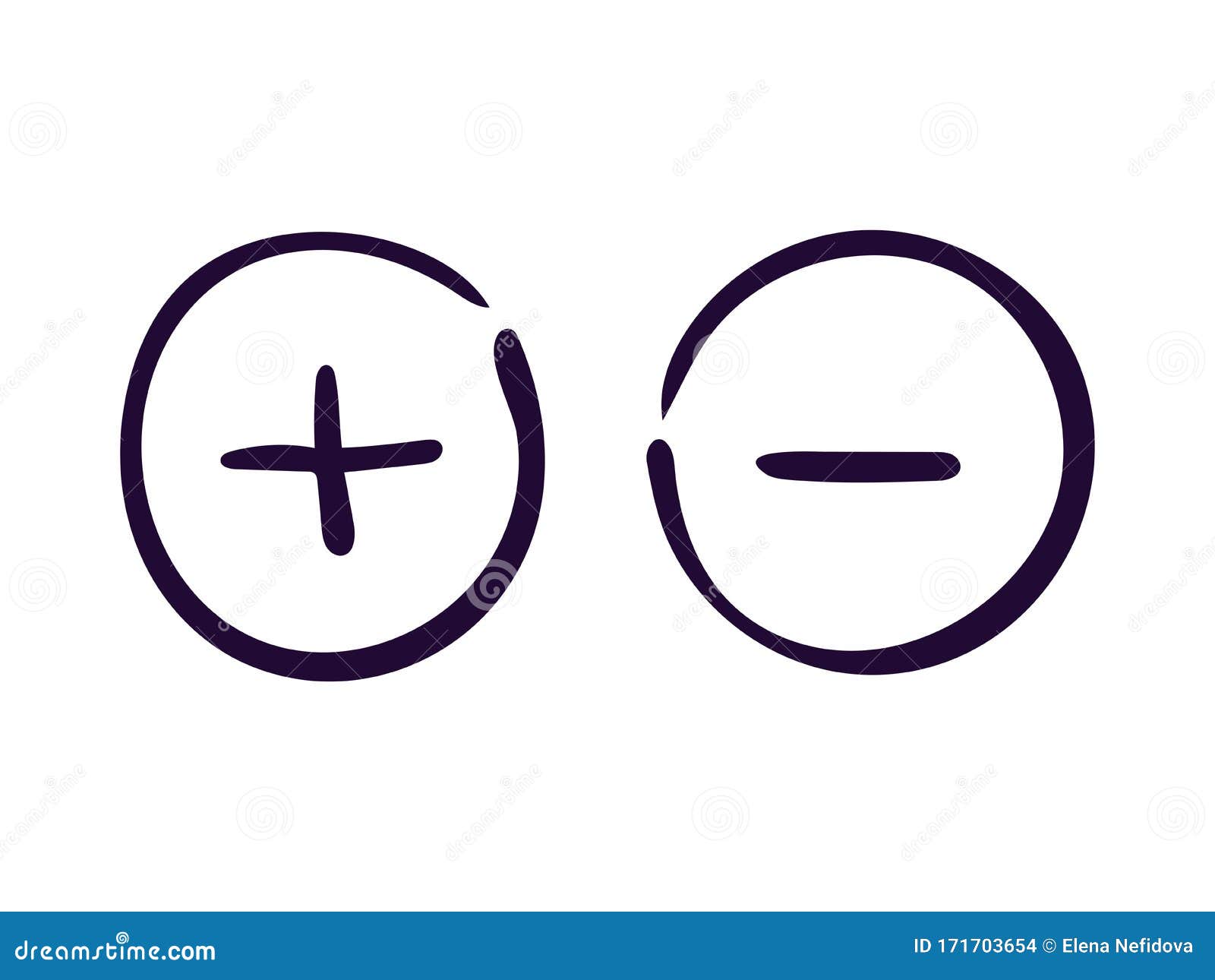 Plus En Minus Knooppictogram Op Witte Achtergrond Vector Illustratie ...