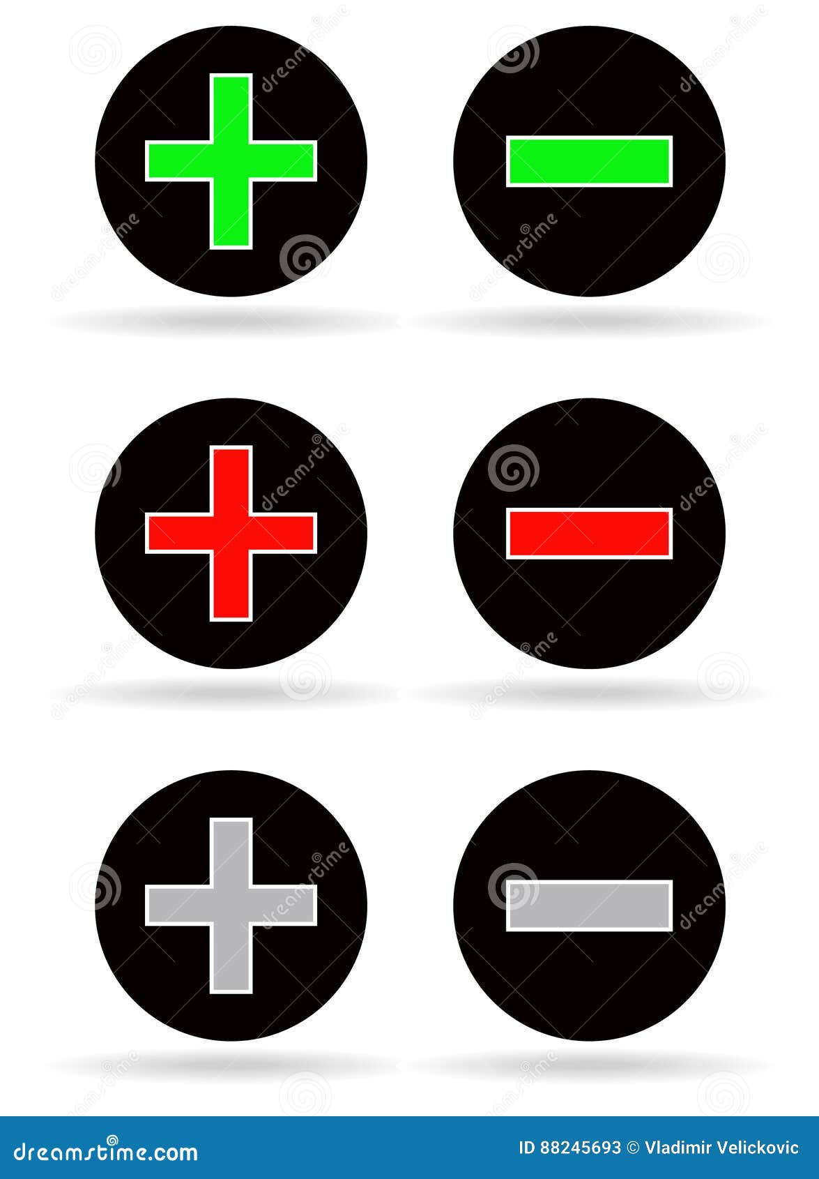 Plus en minus pictogrammen vector illustratie. Illustration of symbool ...