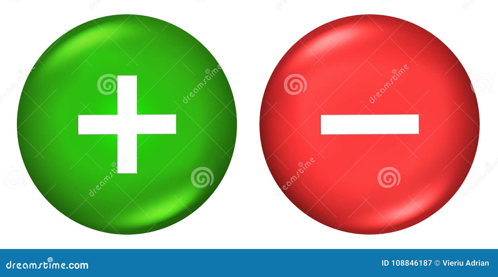 Plus en minus tekensknopen vector illustratie. Illustration of kruis ...