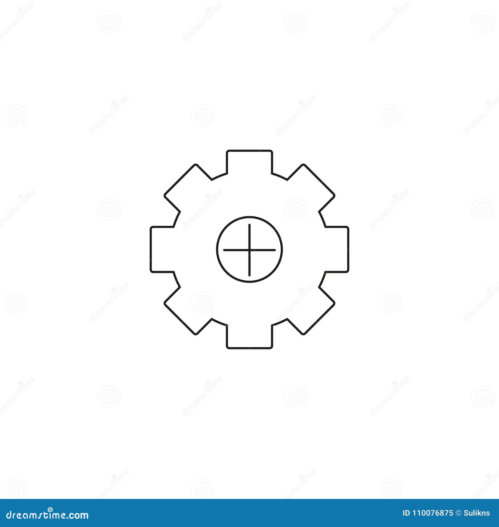 Plus Gear Icon. Pictogram Symbol Inside a Rounded Rectangular Frame ...
