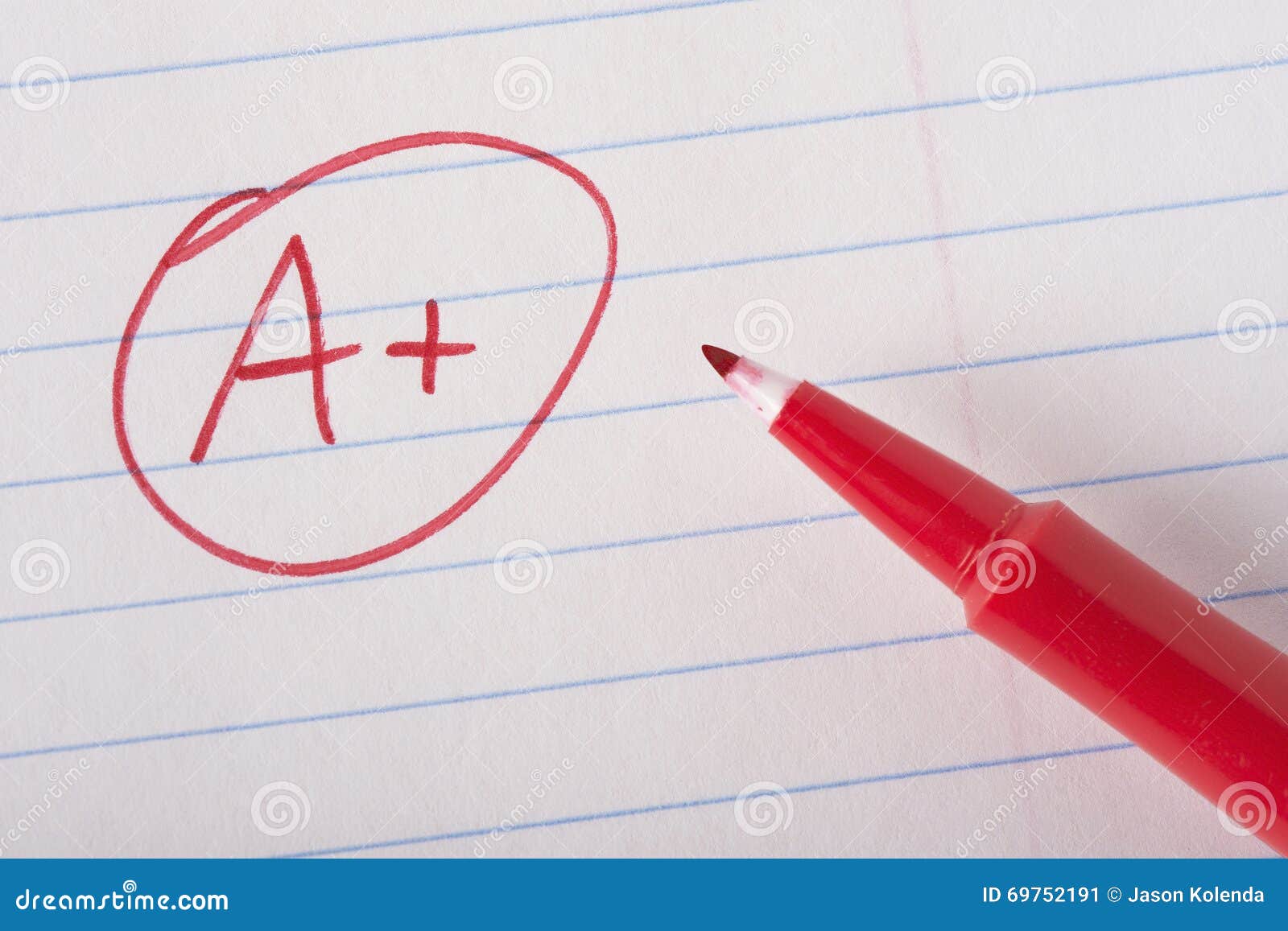 A plus grade with pen stock image. Image of marks, student - 69752191