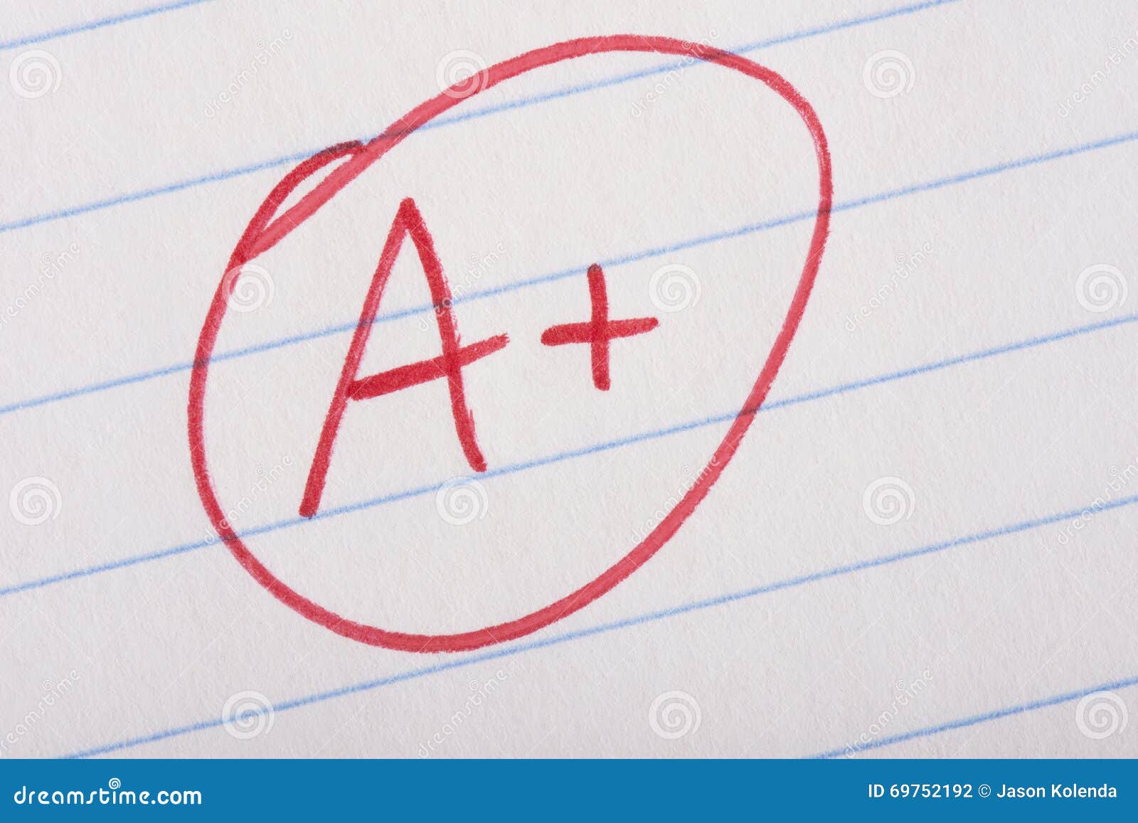 A Plus A+ Grade On Notebook Paper Sheet With Math Operation Solved ...