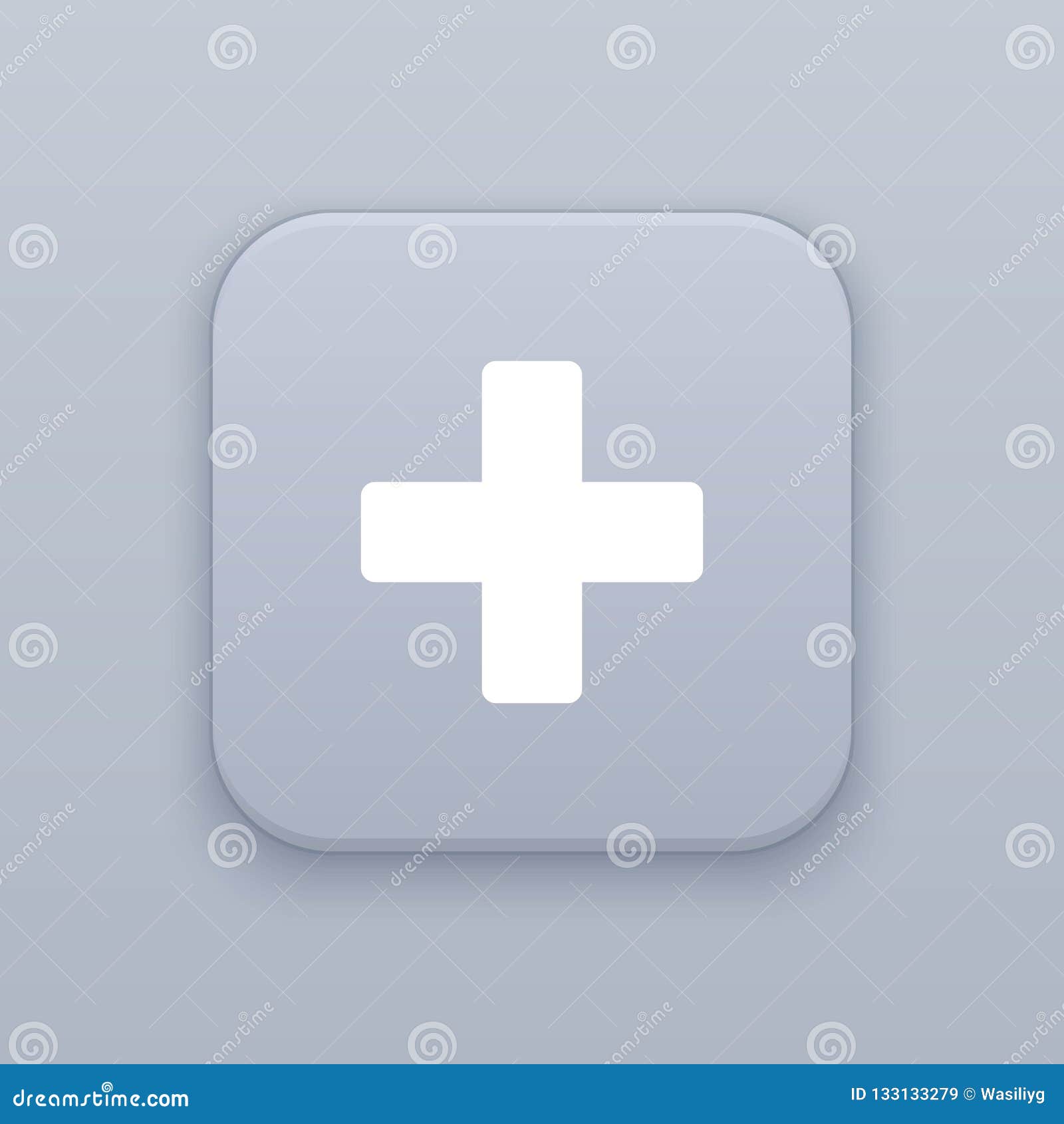 Plus, Gray Vector Button with White Icon Stock Vector - Illustration of ...