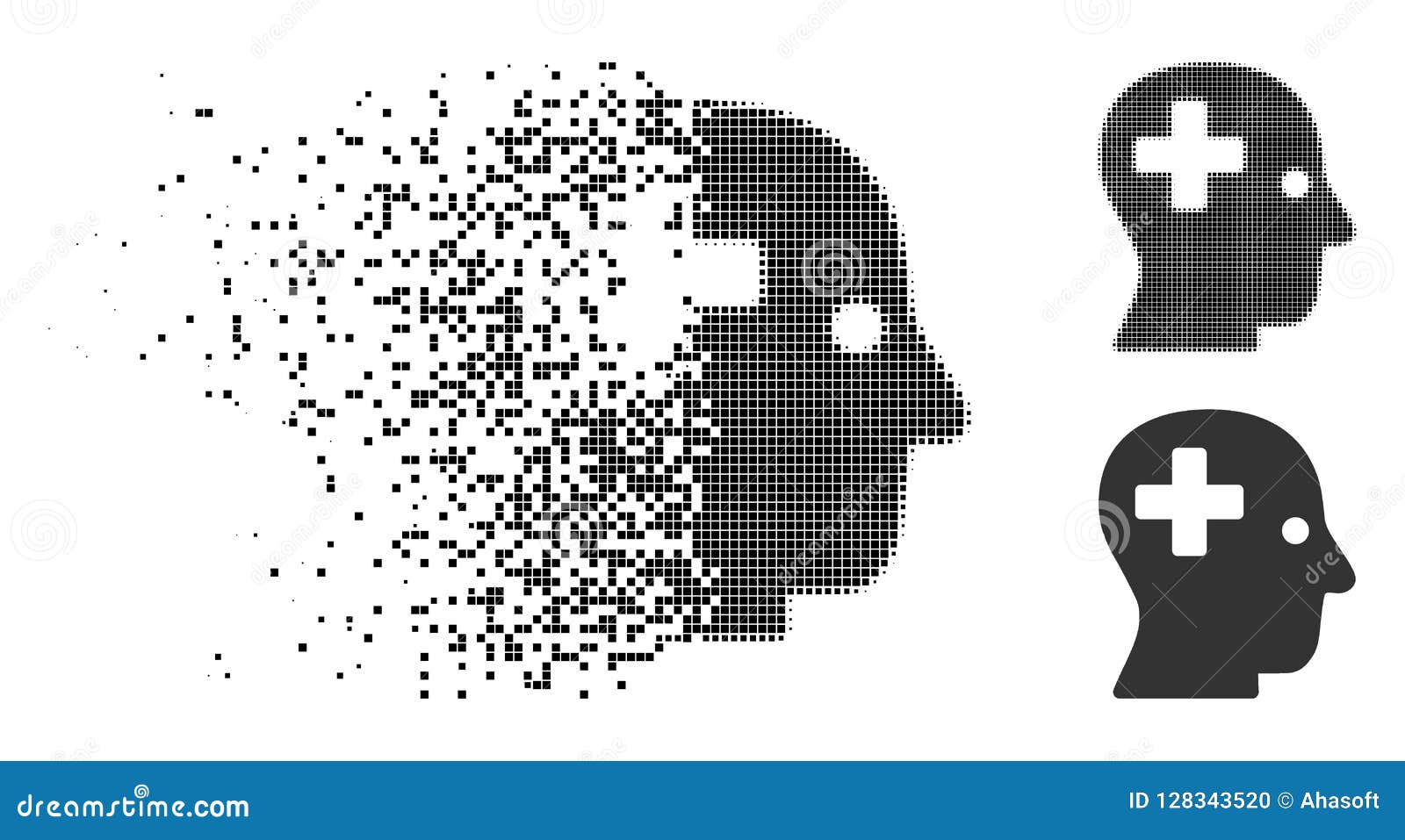 Broken Dot Halftone Plus Head Icon Stock Vector - Illustration of ...