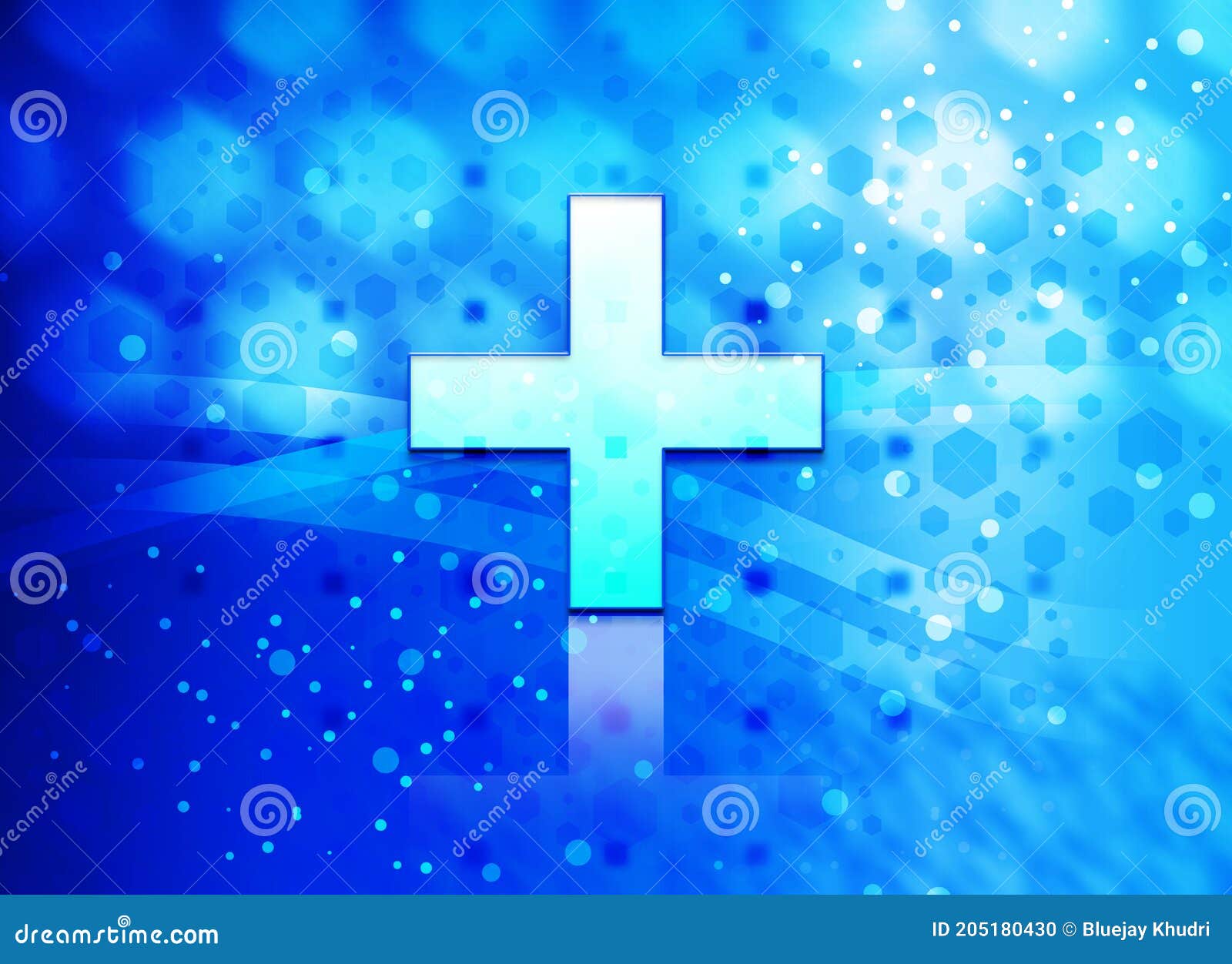 Plus Icon Abstract Light Cyan Blue Hexagon Pattern Background Stock ...