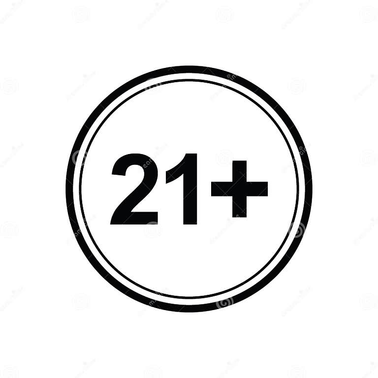 21 Plus Icon. Black Vector 21 + Plus Sign Stock Vector - Illustration ...