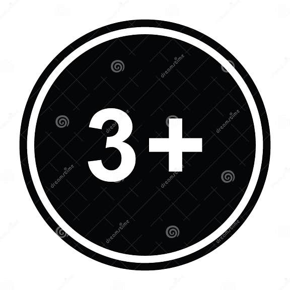 3 Plus Icon. Black Vector 3 + Plus Sign Stock Vector - Illustration of ...