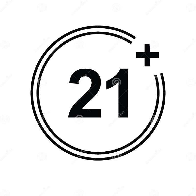 21 Plus Icon. Black Vector 21 + Plus Sign Stock Vector - Illustration ...