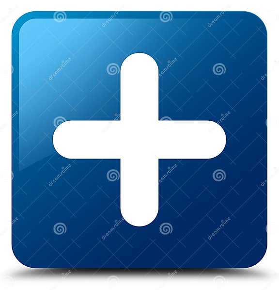 Plus Icon Blue Square Button Stock Illustration - Illustration of sign ...