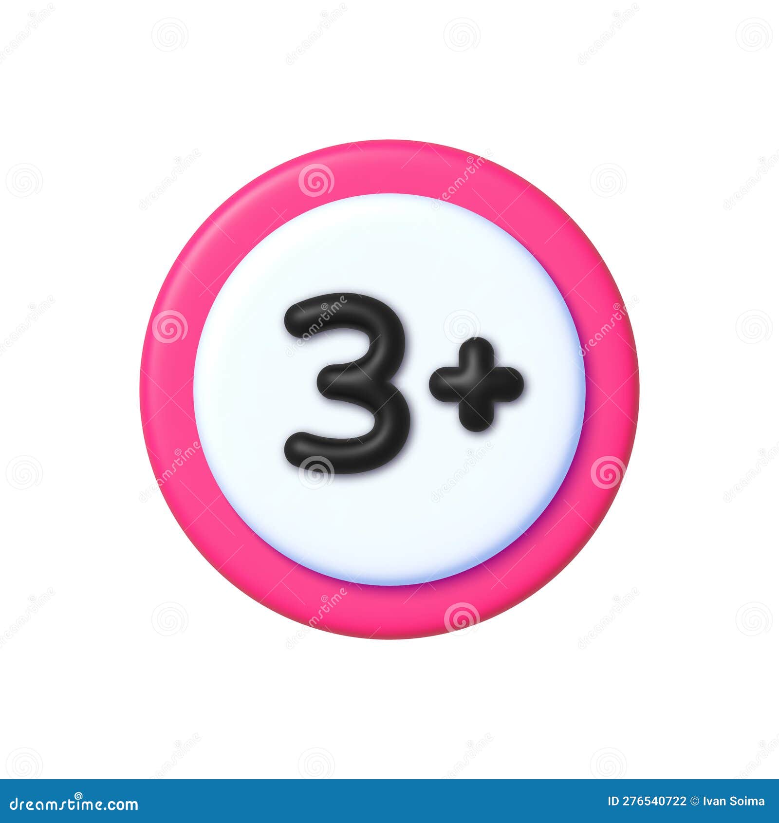 3 Plus Icon in 3d Style. Vector Under Three Years Prohibition Sign ...