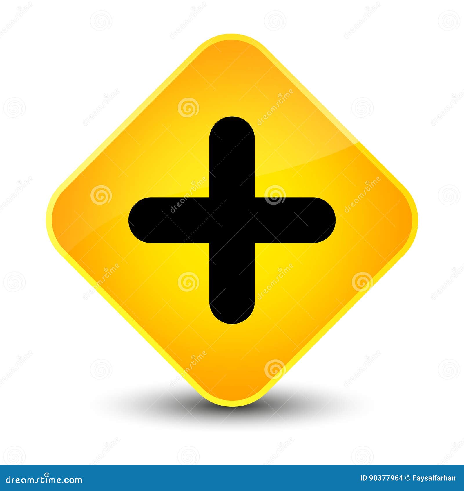 Plus Icon Elegant Yellow Diamond Button Stock Illustration ...