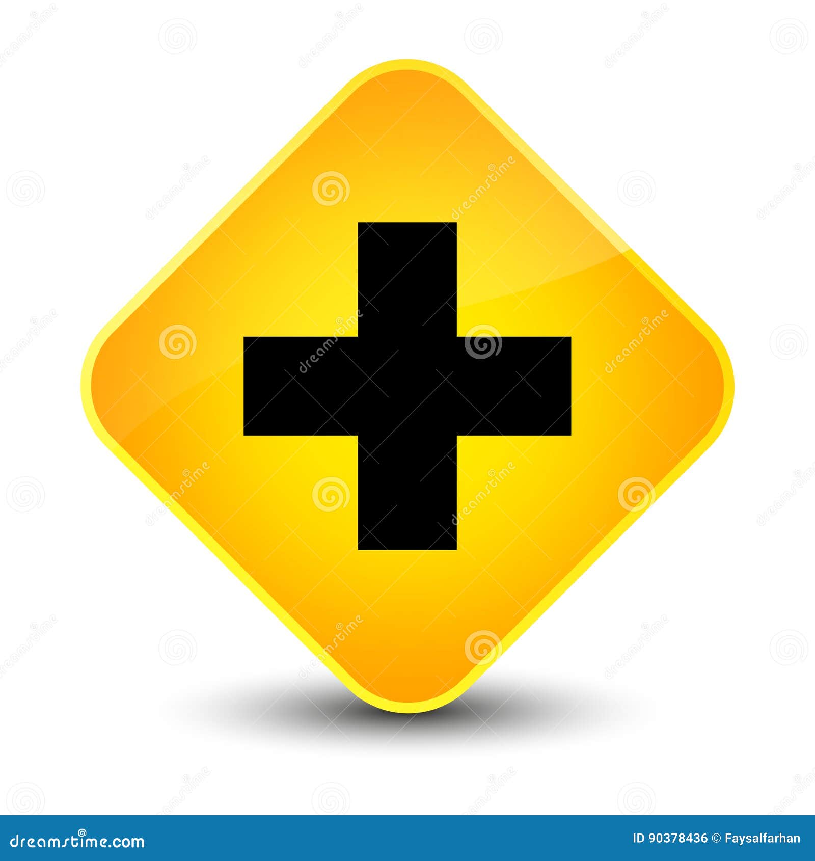 Plus Icon Elegant Yellow Diamond Button Stock Illustration ...