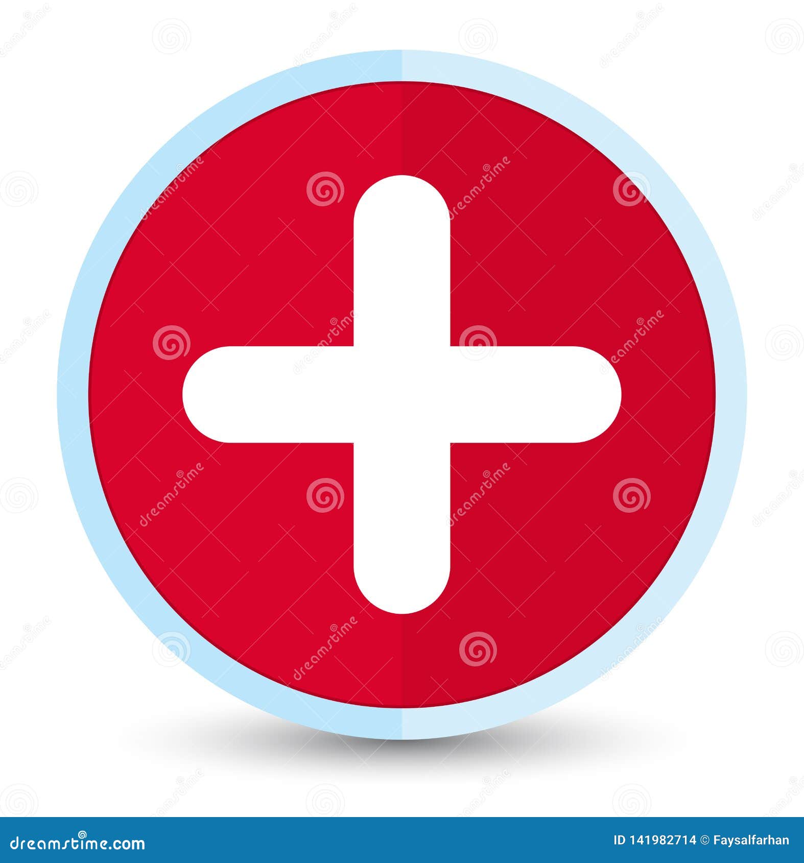 Plus Icon Flat Prime Red Round Button Stock Vector - Illustration of ...