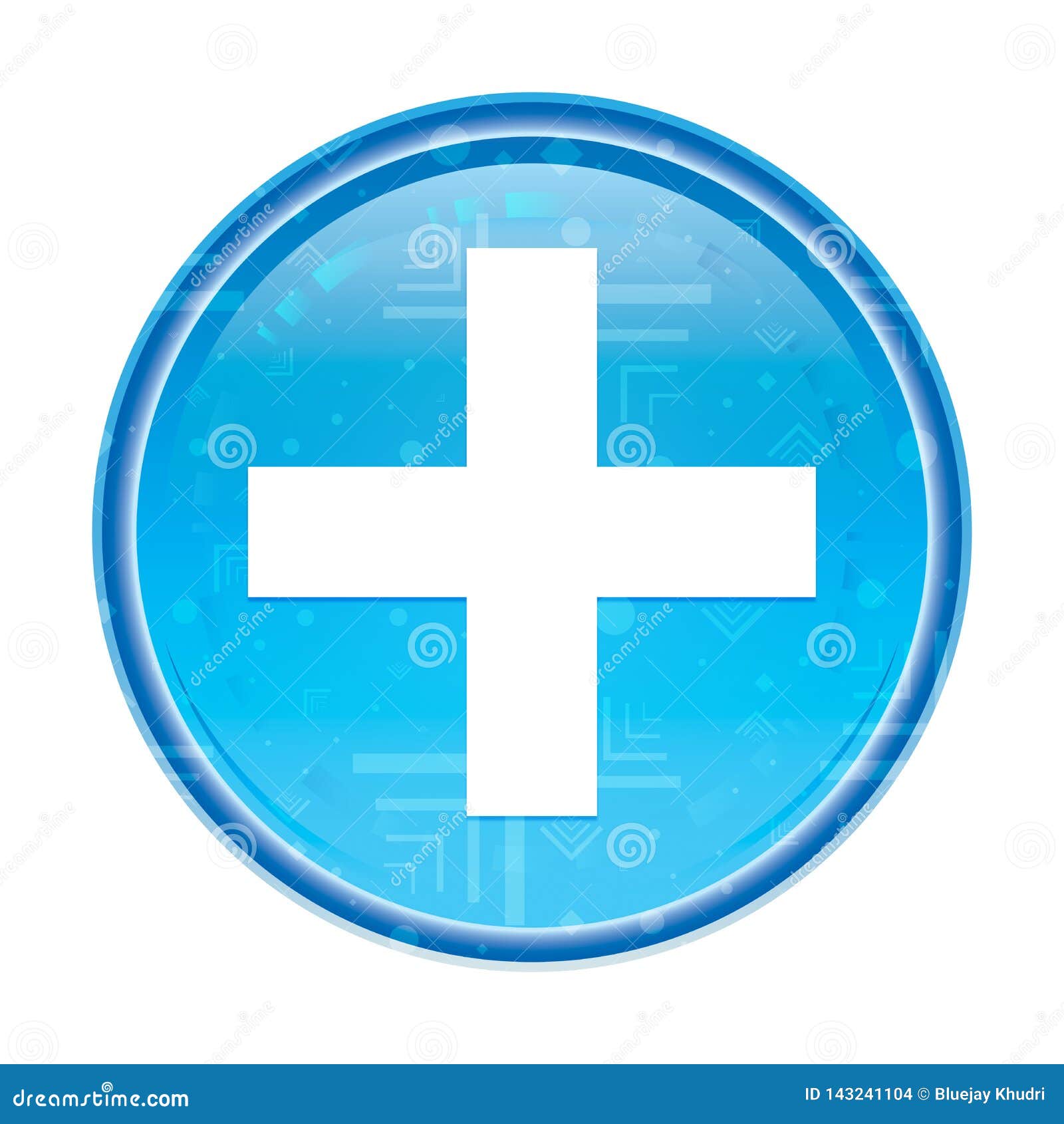 Plus Icon Floral Blue Round Button Stock Illustration - Illustration of ...