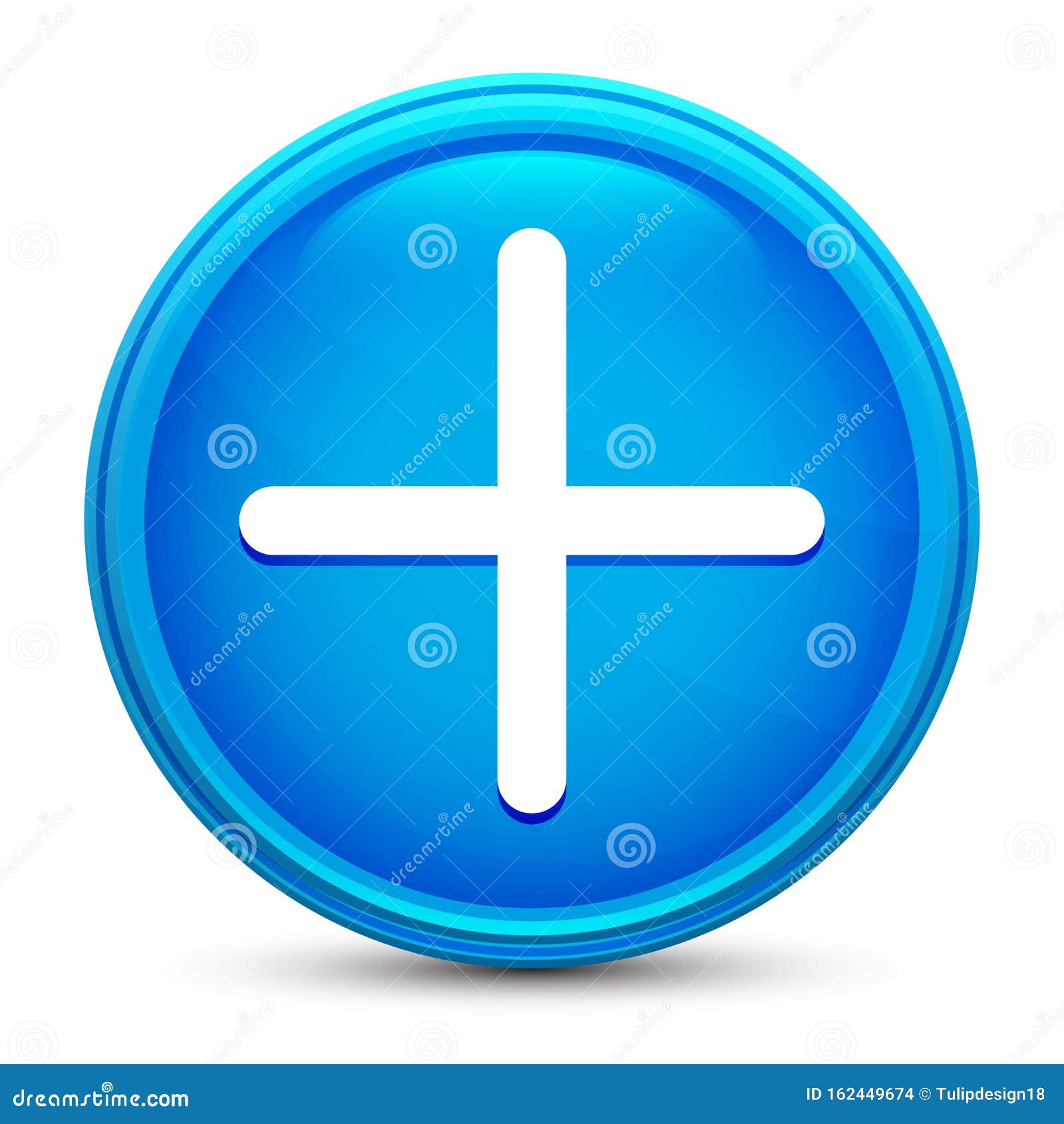 Plus Icon Glass Shiny Blue Round Button Isolated Design Vector ...