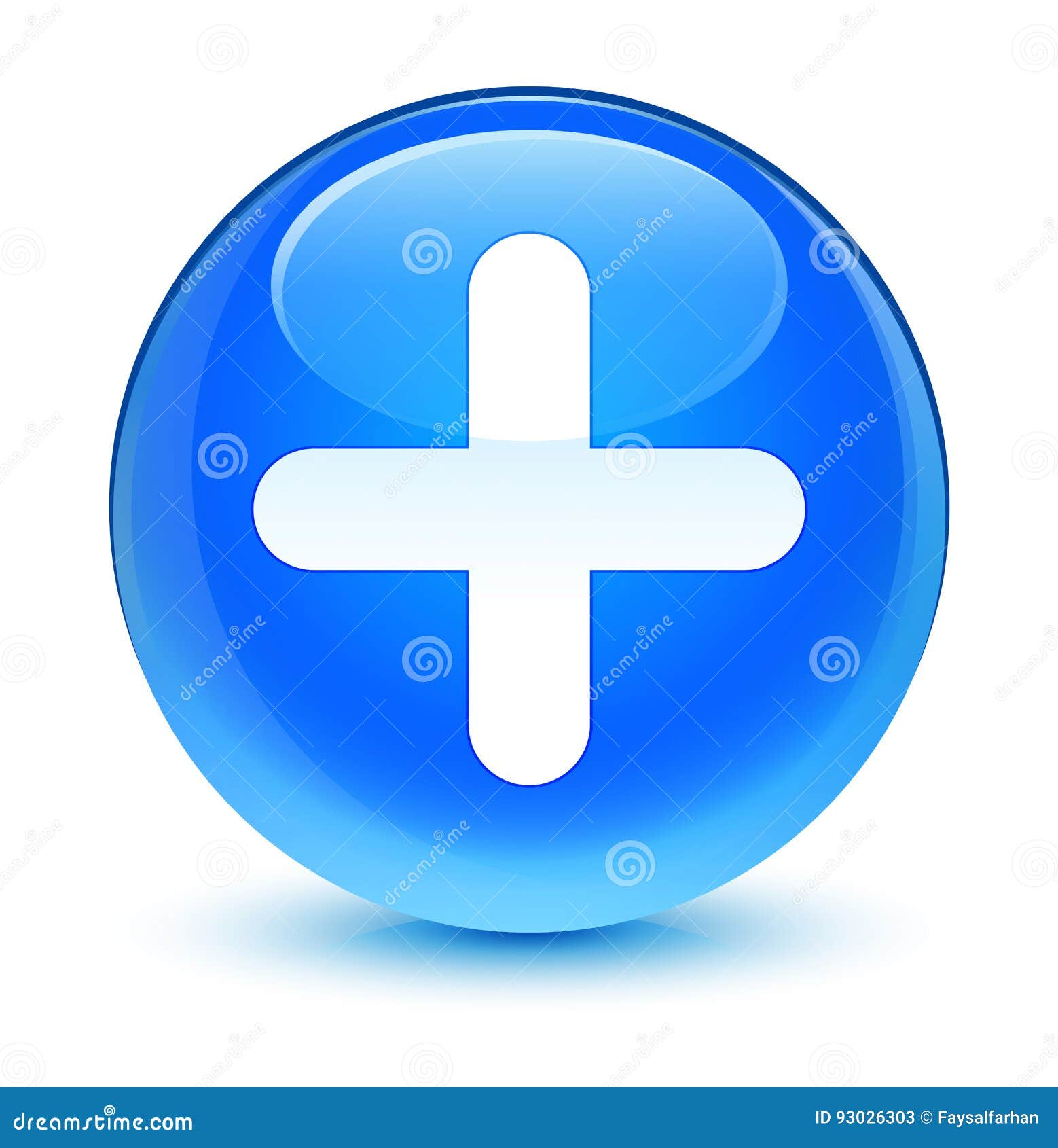 Plus Icon Glassy Cyan Blue Round Button Stock Illustration ...