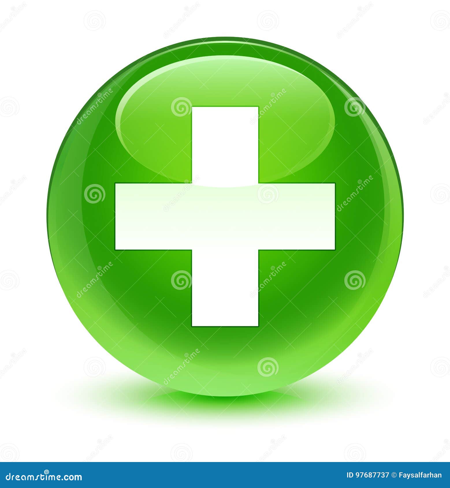 Plus Icon Glassy Green Round Button Stock Illustration - Illustration ...