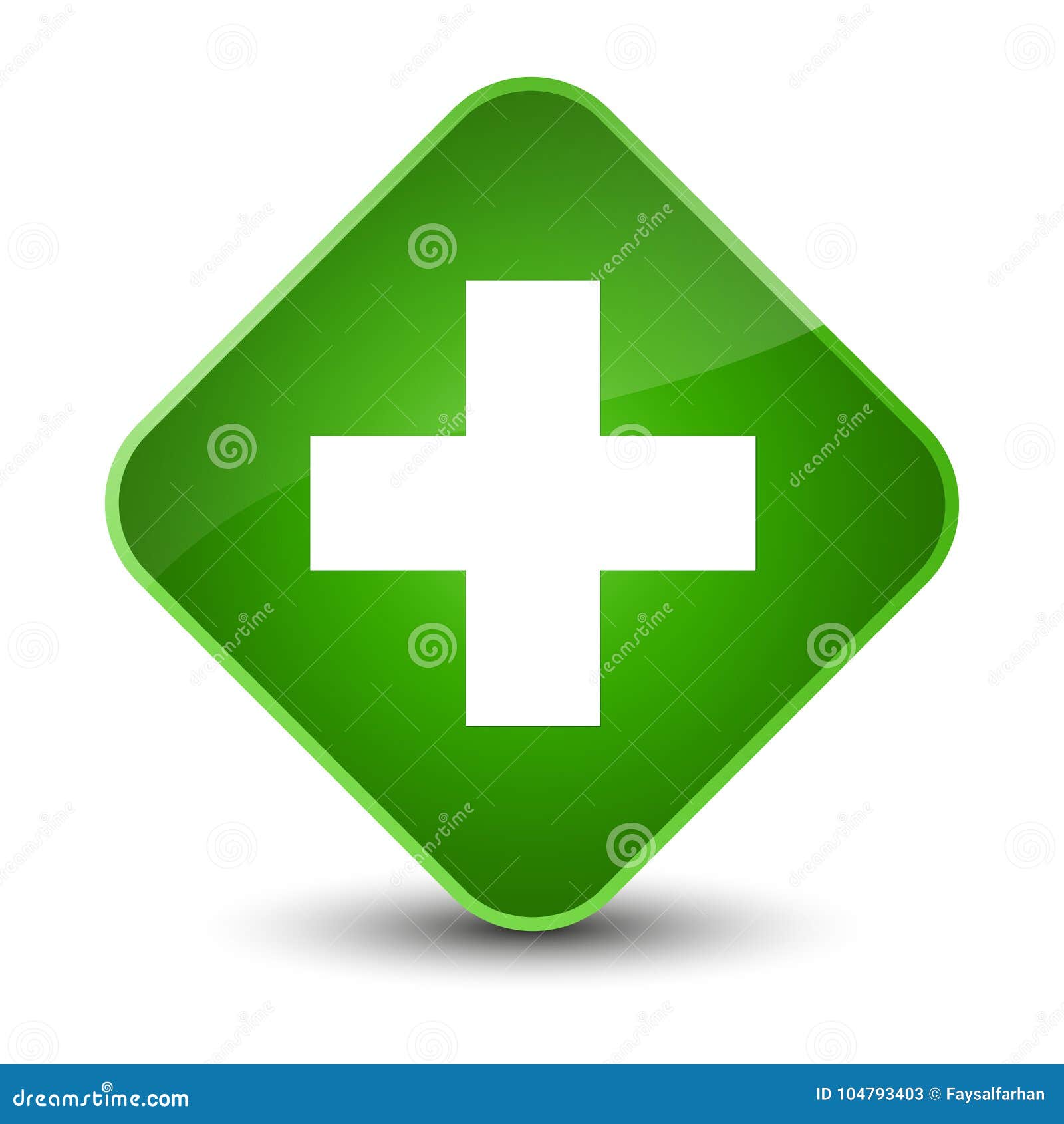 Plus Icon Elegant Green Diamond Button Stock Illustration ...
