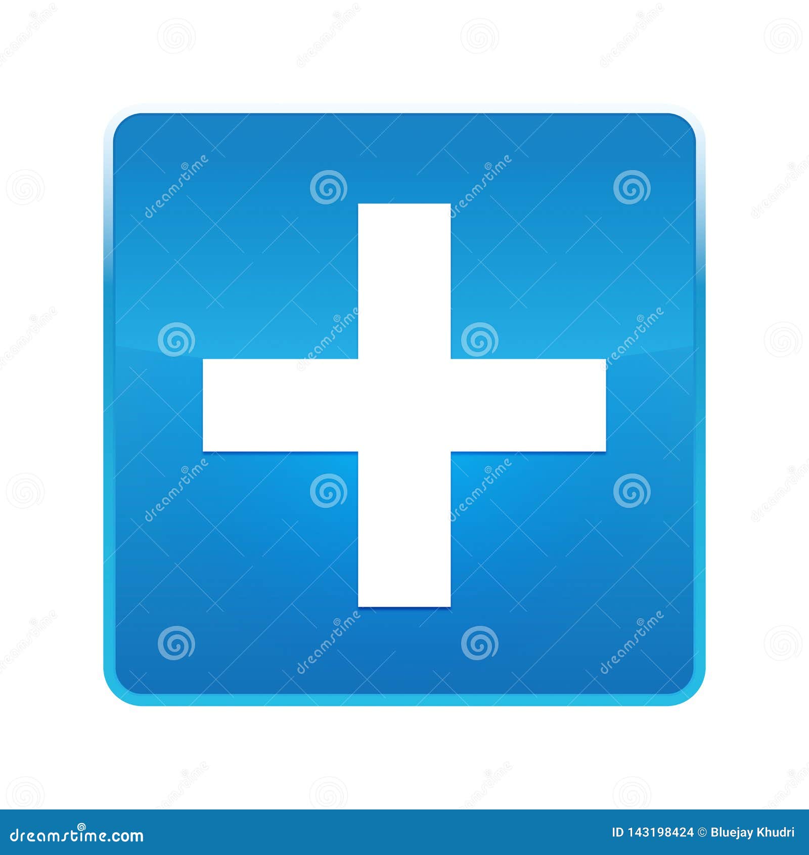 Plus Icon Shiny Blue Square Button Stock Illustration - Illustration of ...