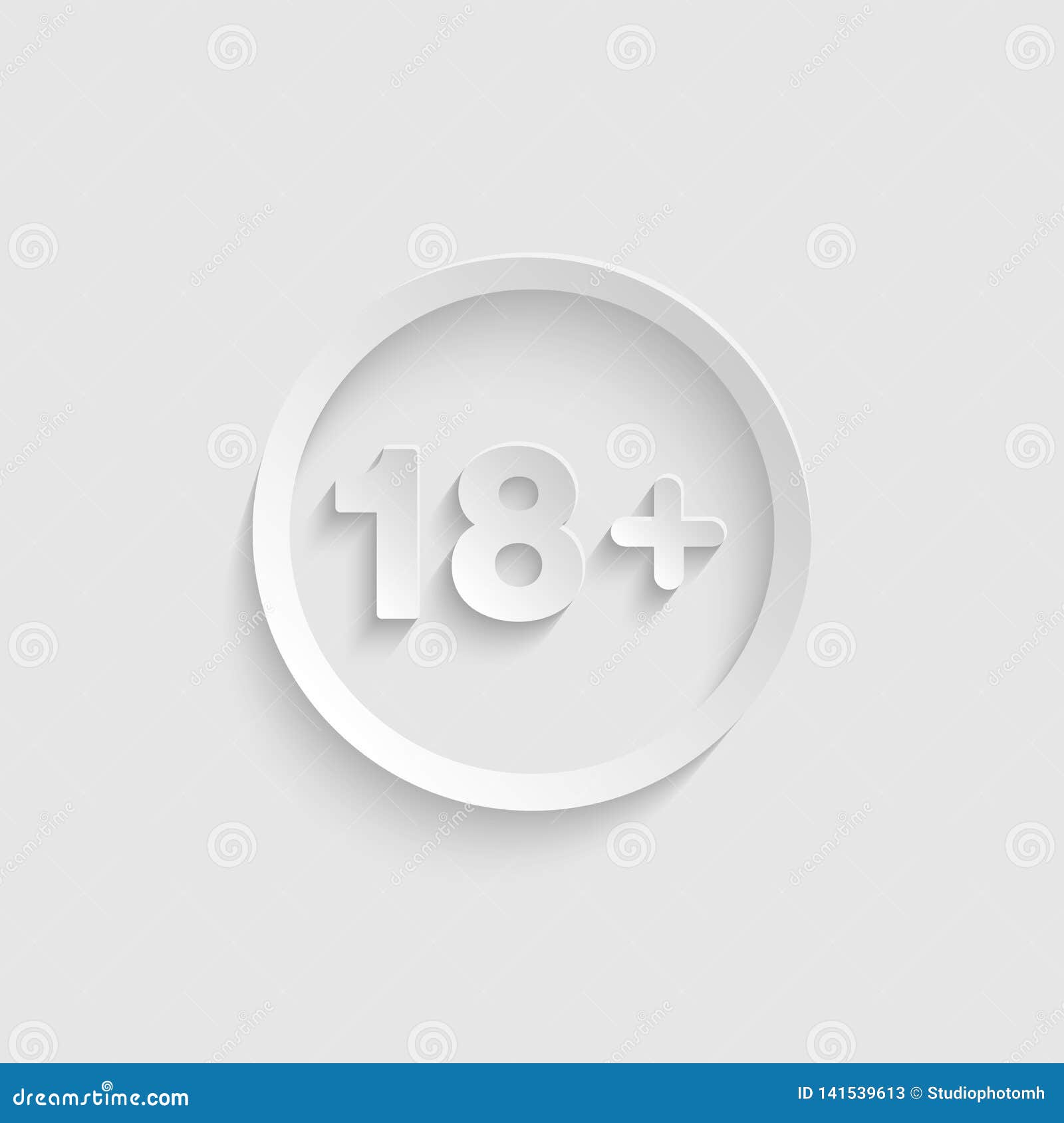 18 Plus Icon in Paper Style 3d Isolated on Background Vector Stock ...