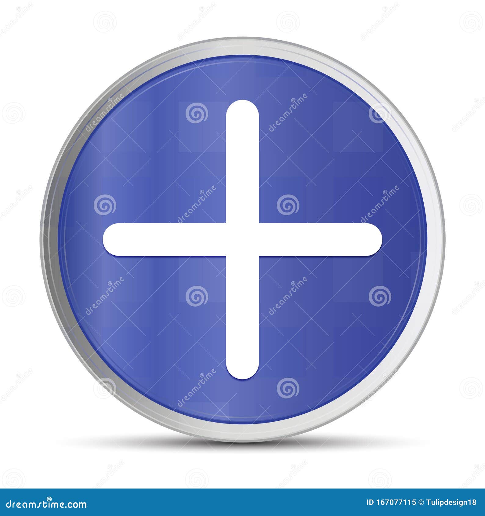 Plus Icon Prime Blue Round Button Vector Illustration Design Silver ...