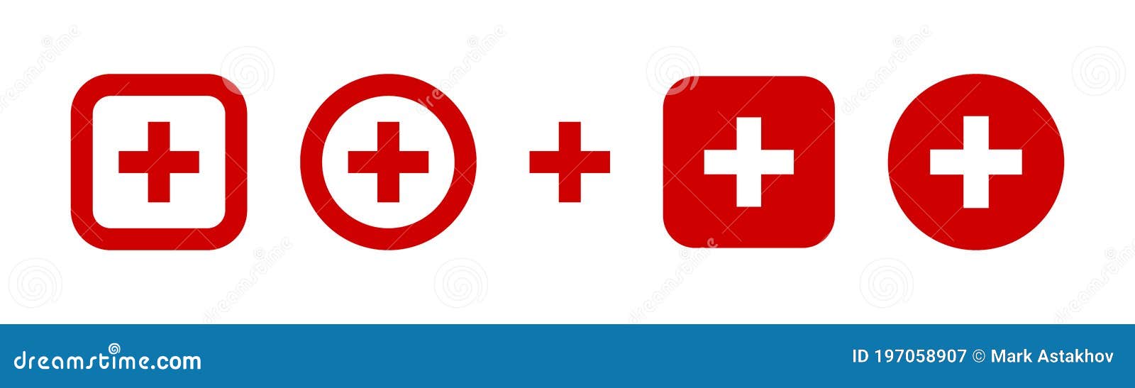 Plus Icon Set. Vector Red Cross Symbol Collection Editorial Photography ...