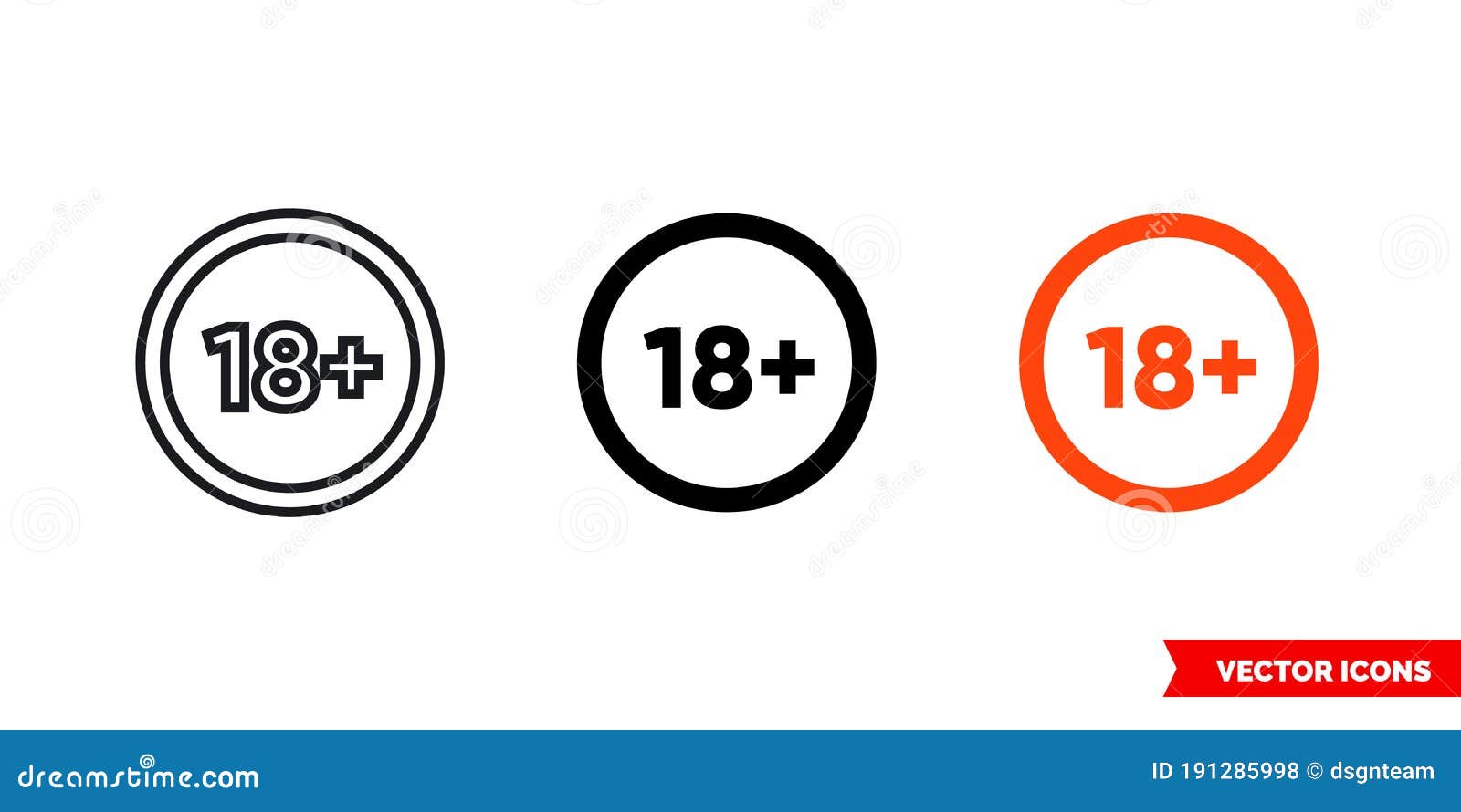 18 Plus Icon of 3 Types. Isolated Vector Sign Symbol. Stock Vector ...