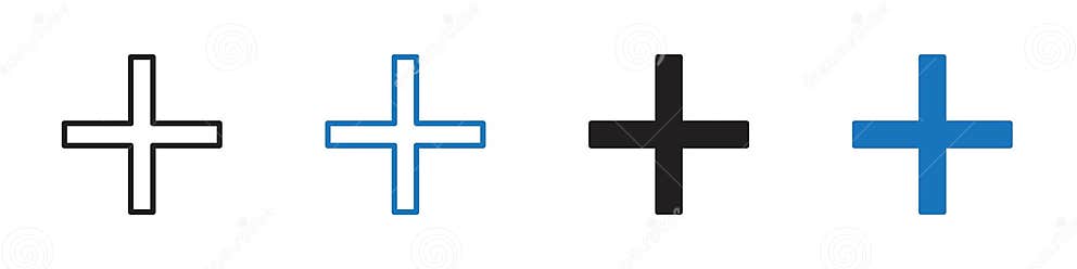 Plus Icon Vector Set Outline Stock Illustration - Illustration of menu ...