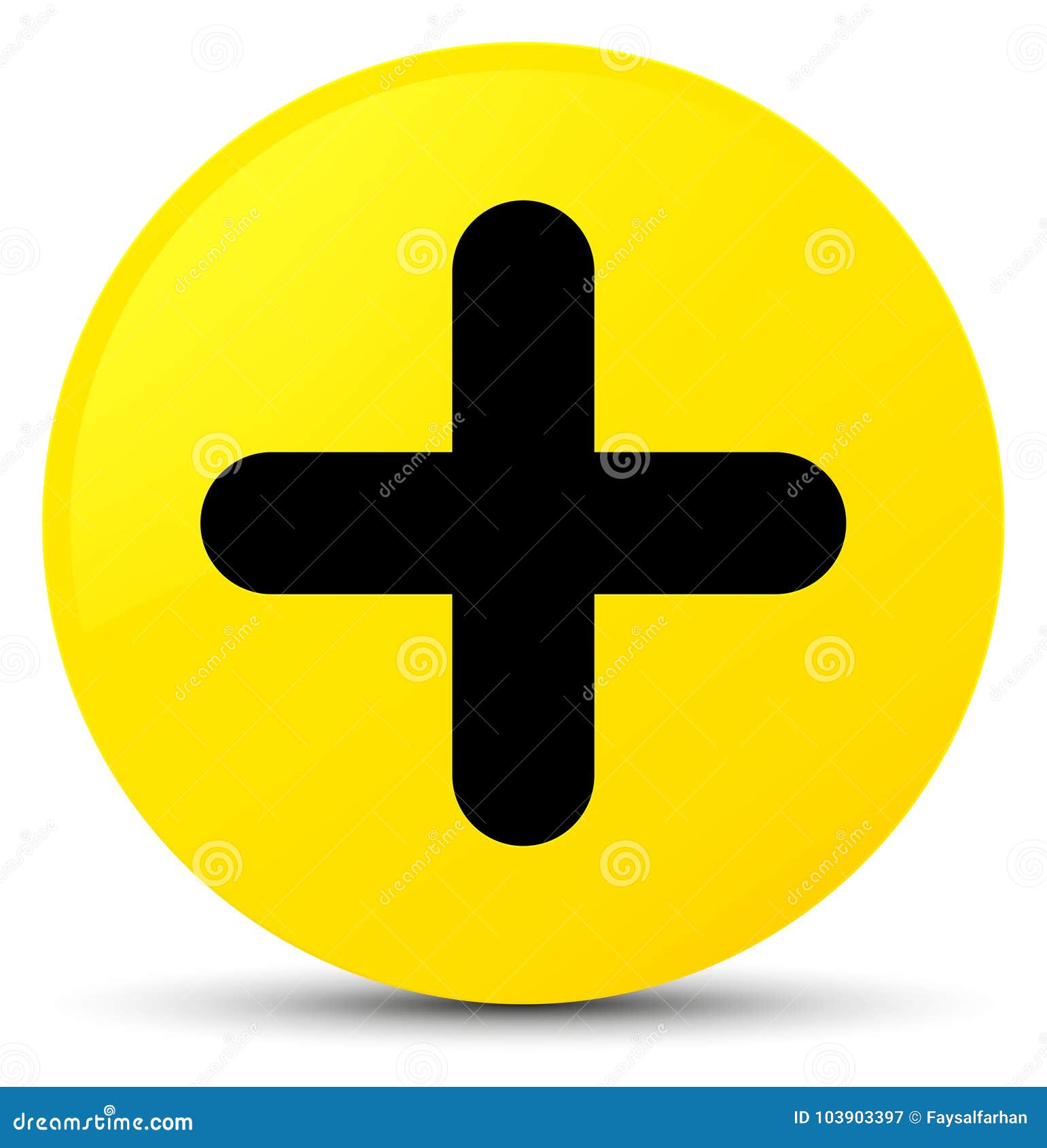 Plus Icon Yellow Round Button Stock Illustration - Illustration of ...