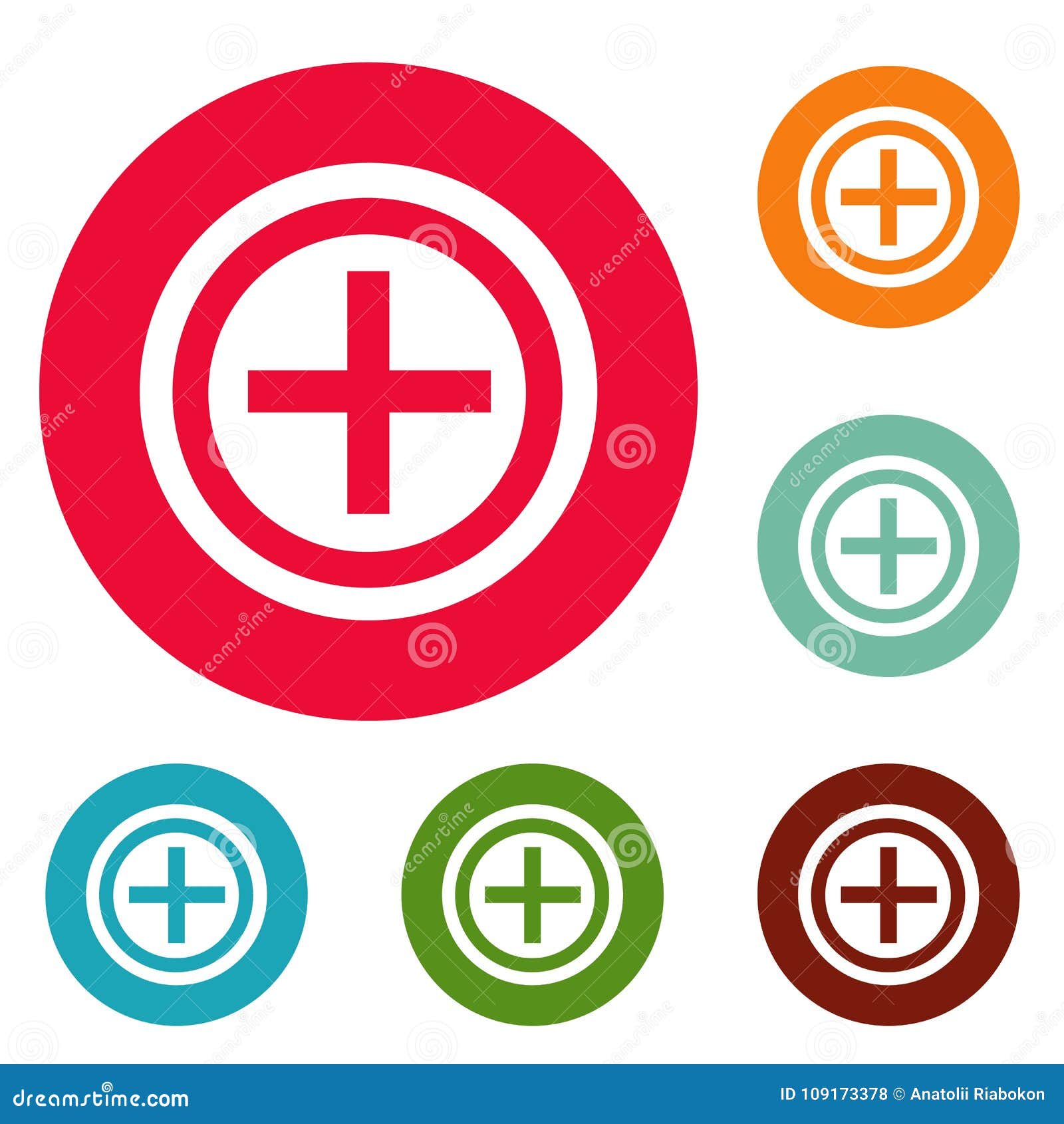 Plus Icons Circle Set Vector Stock Vector - Illustration of creative ...