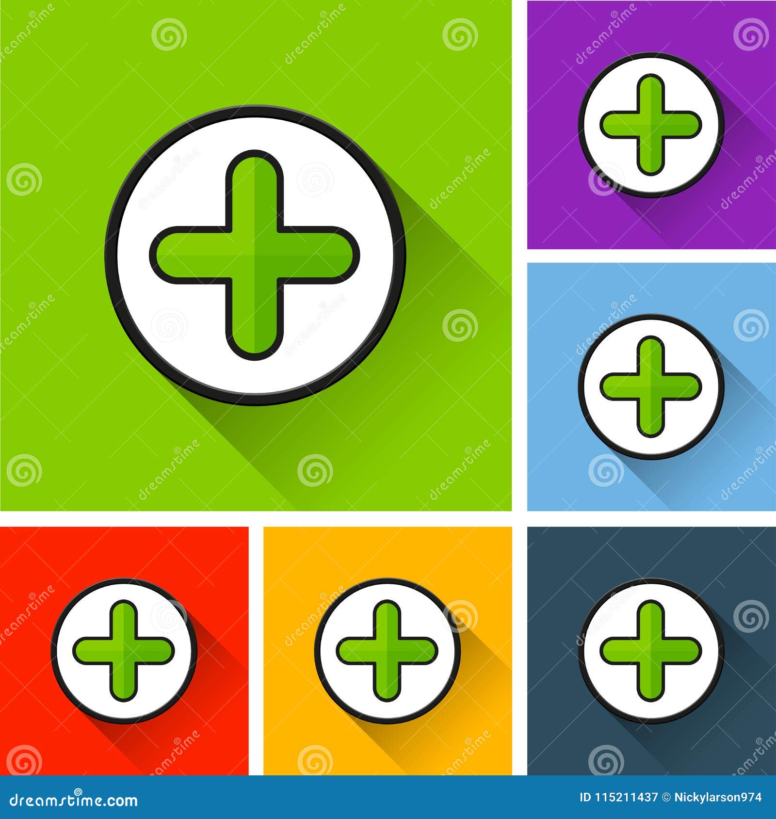 Plus Icons with Long Shadow Stock Vector - Illustration of plus, icon ...